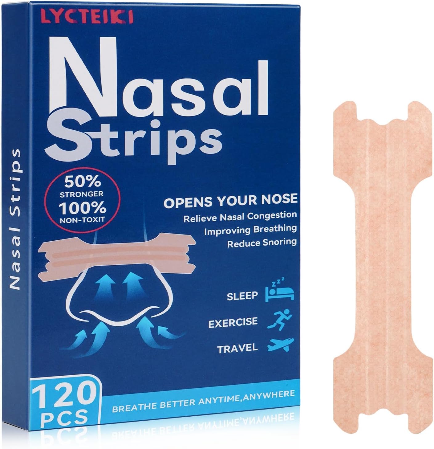 LYCTEIKI 120 Pezzi Cerotti Nasali, grandi cerotto nasali respira bene ...