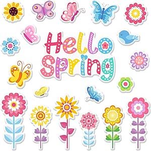 Amazon.com: JarThenaAMCS 20Pcs Hello Spring Thick Gel Clings Colorful ...