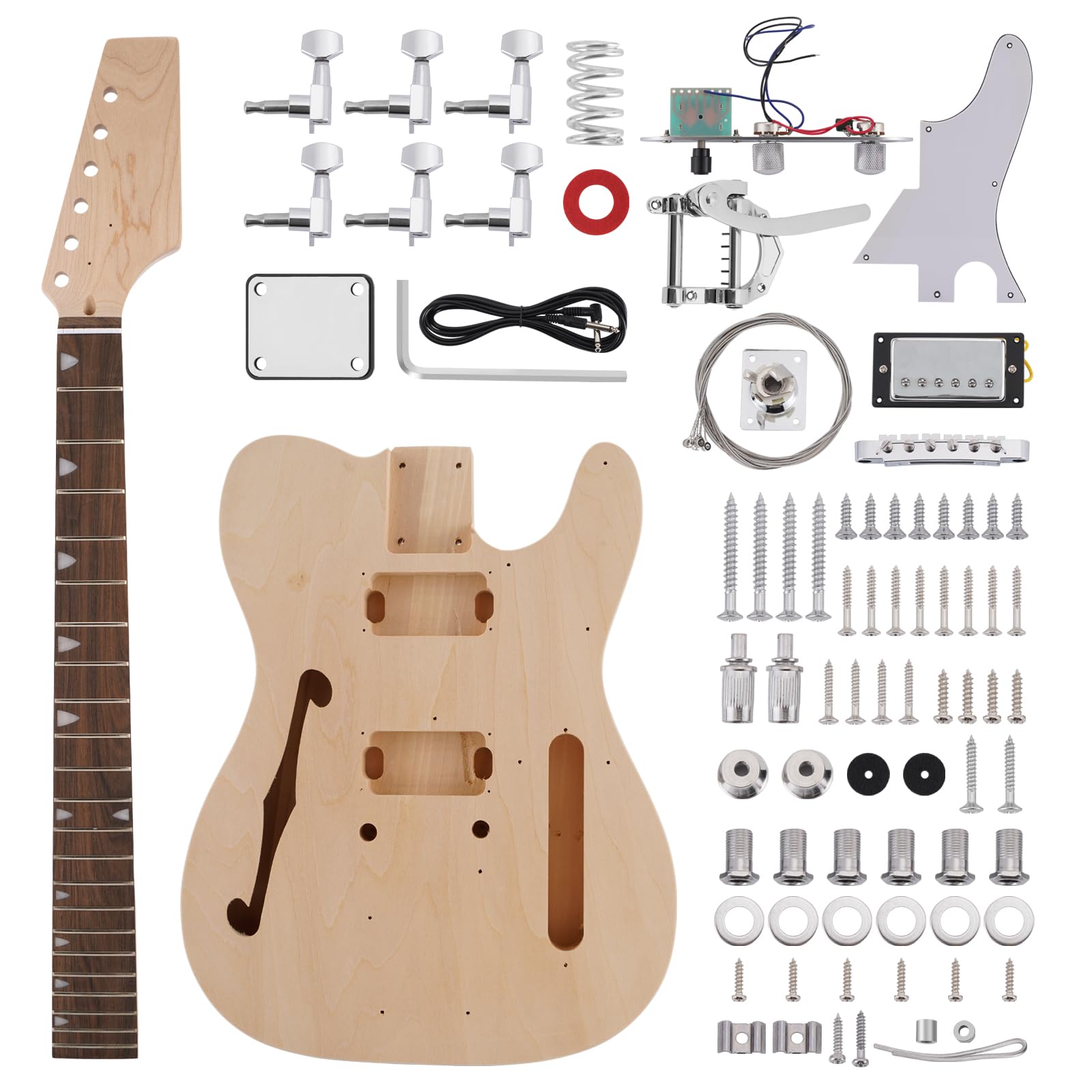 Amazon.com: ZEFF DIY Electric Guitar Kit with Basswood Body,6 Strings ...