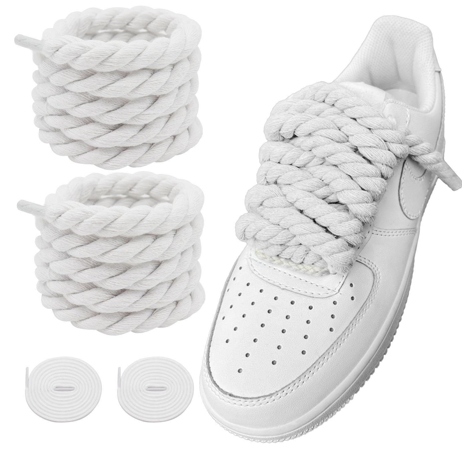 Snapklik.com : Rope Shoe Laces, White Thick Rope Shoelaces For Air ...