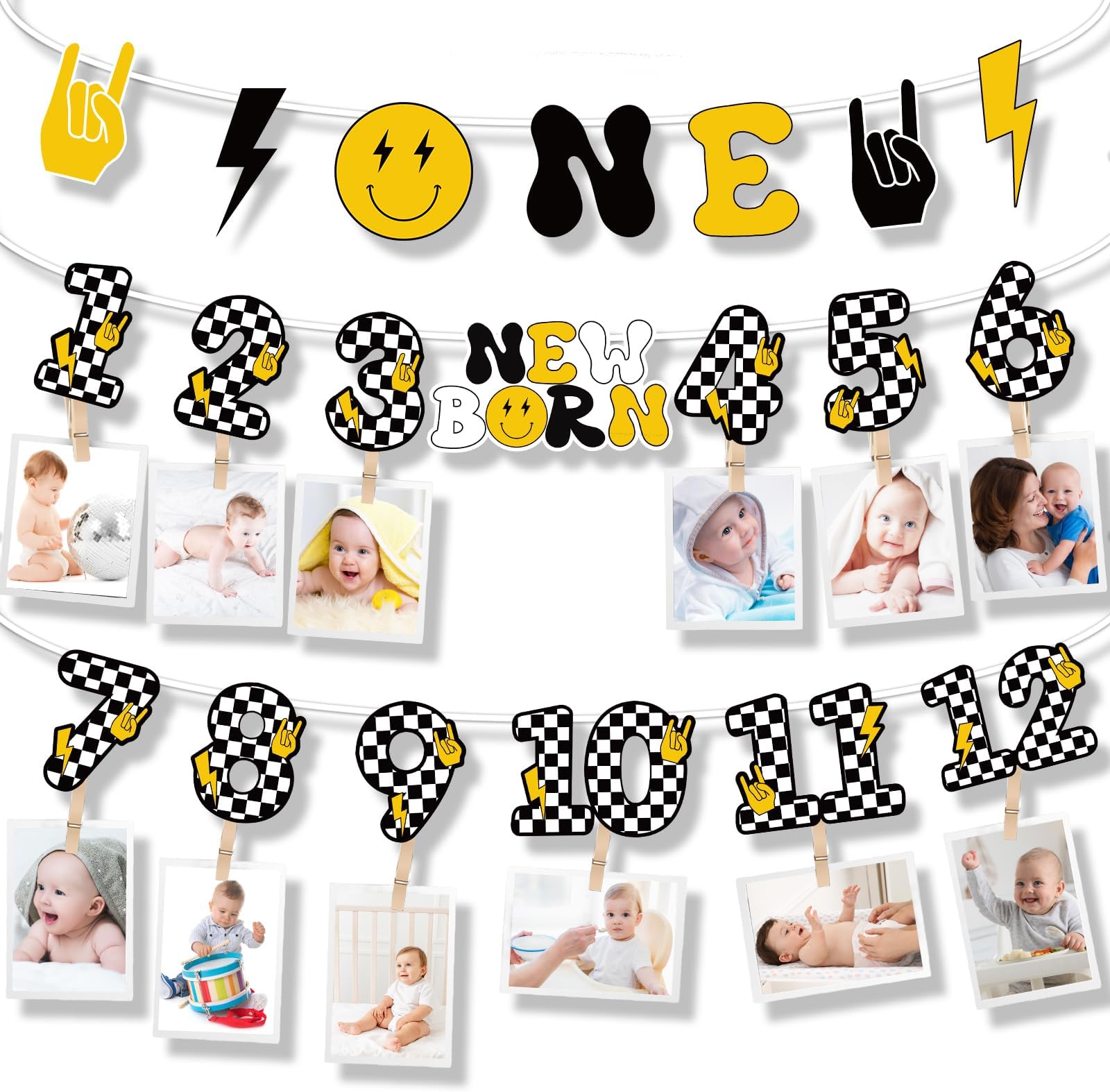 Amazon.com: One Happy Dude Birthday Decorations 1st Photo Banner Happy ...