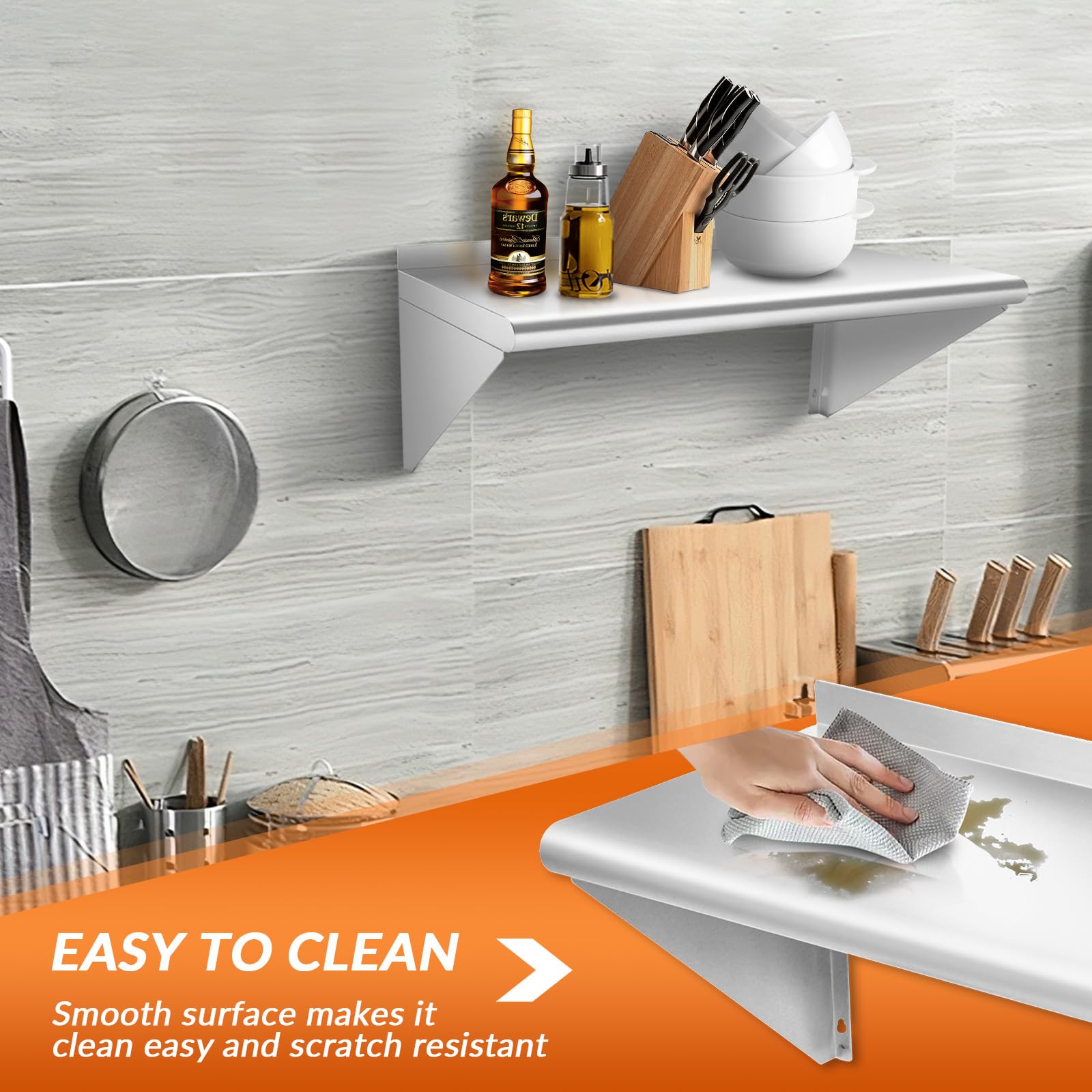 Snapklik.com : Commercial Stainless Steel Shelf 12 X 36”, Wall Mounted ...