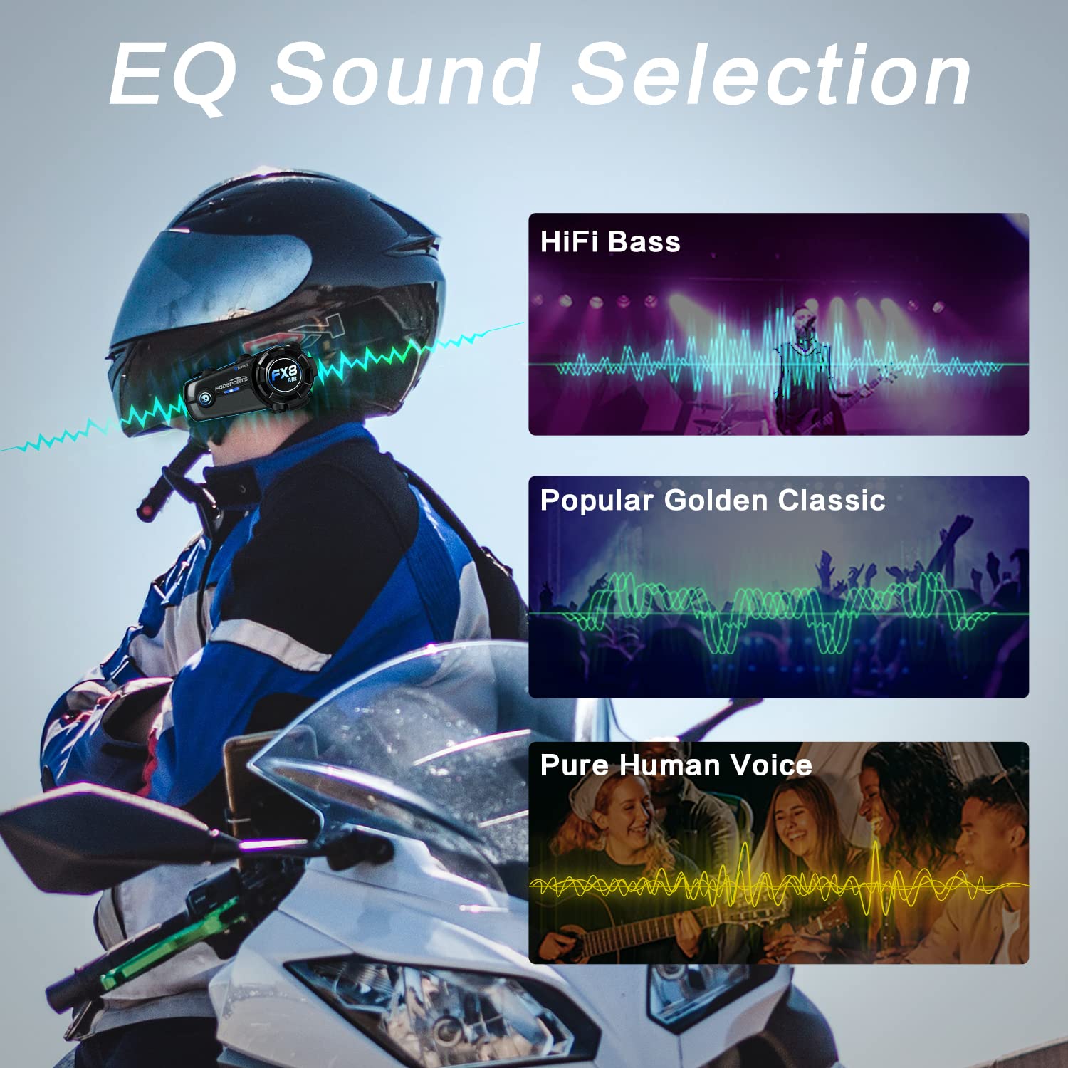 Fodsports FX8-AIR Helmet Bluetooth Headset, 2 Riders Motorbike ...