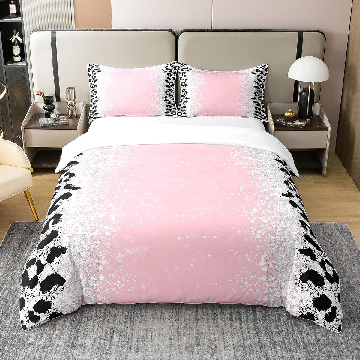 Amazon.com: Ombre Pink 100% Cotton Duvet Cover Queen, Pink Silver ...