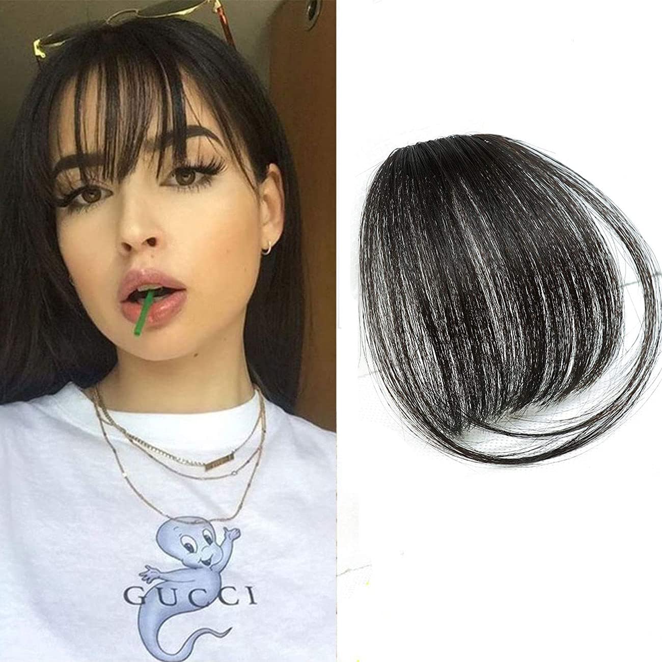 Amazon.com : Bangs Hair Clip in Bangs 100% Real Human Hair Extensions ...