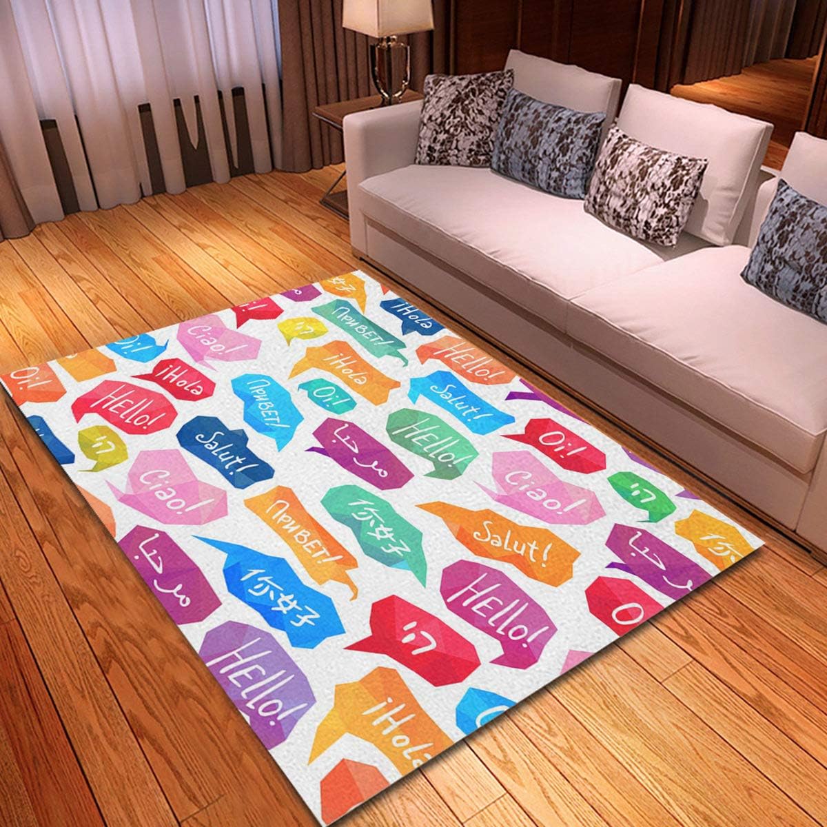 Amazon.com: rouihot Non-Slip Area Rug 3'x 5' Culture Speech Bubbles ...
