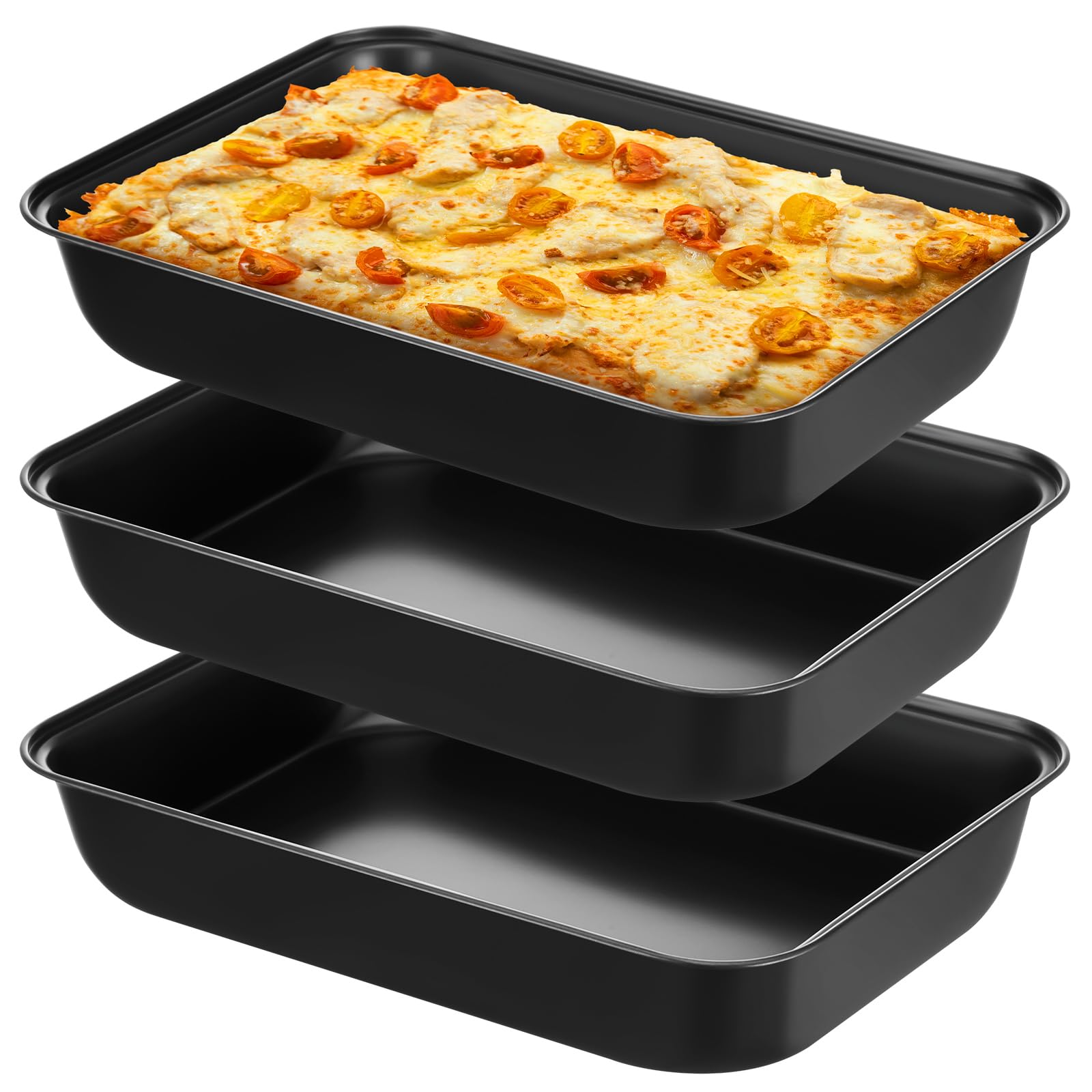 Amazon.com: RimCereal 3 Pcs Detroit Style Pizza Pan 13.4 x 9.5 x 2.2 ...