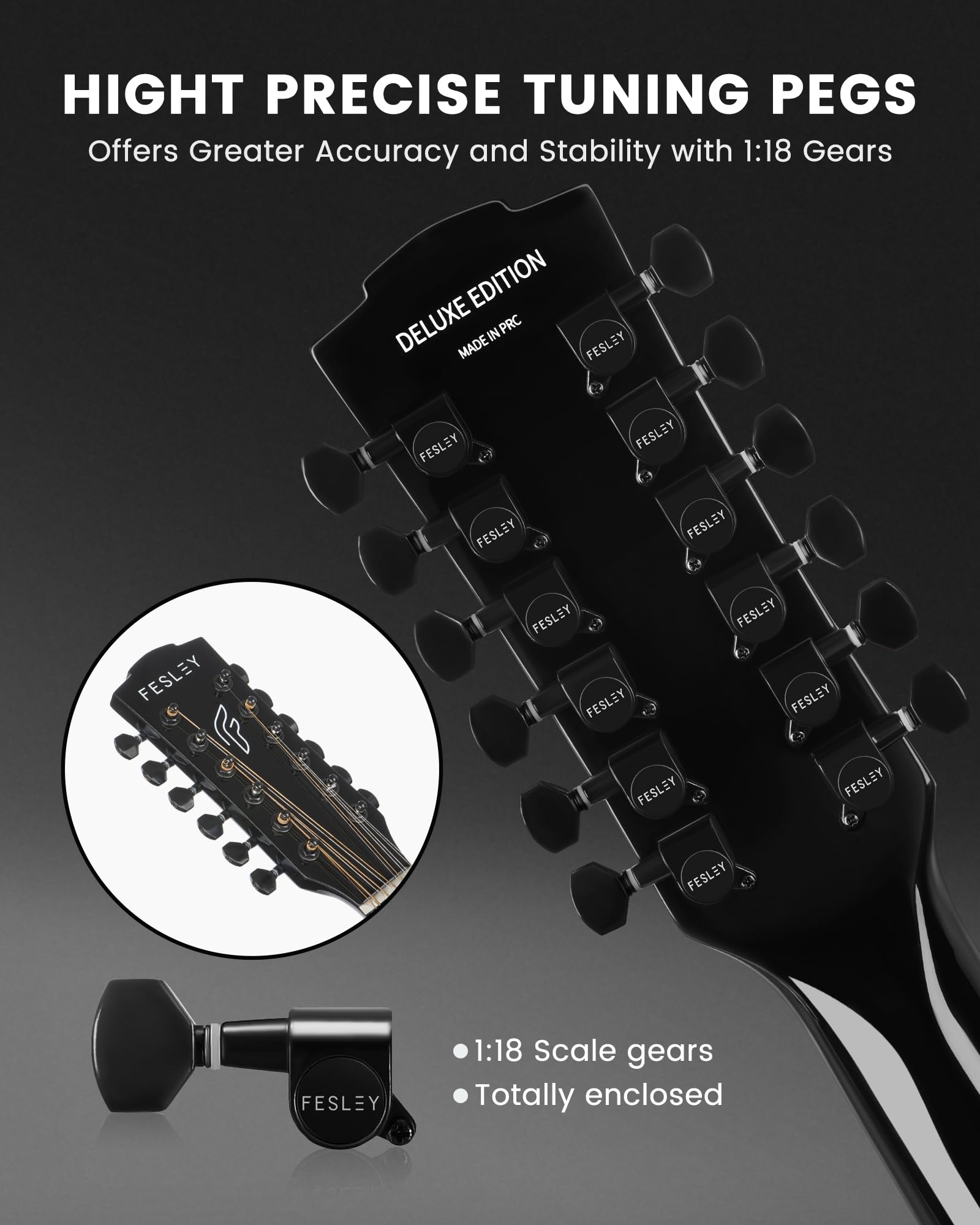 Fesley 12 String Guitar, 42" Full Size Acoustic Electric Guitars for ...