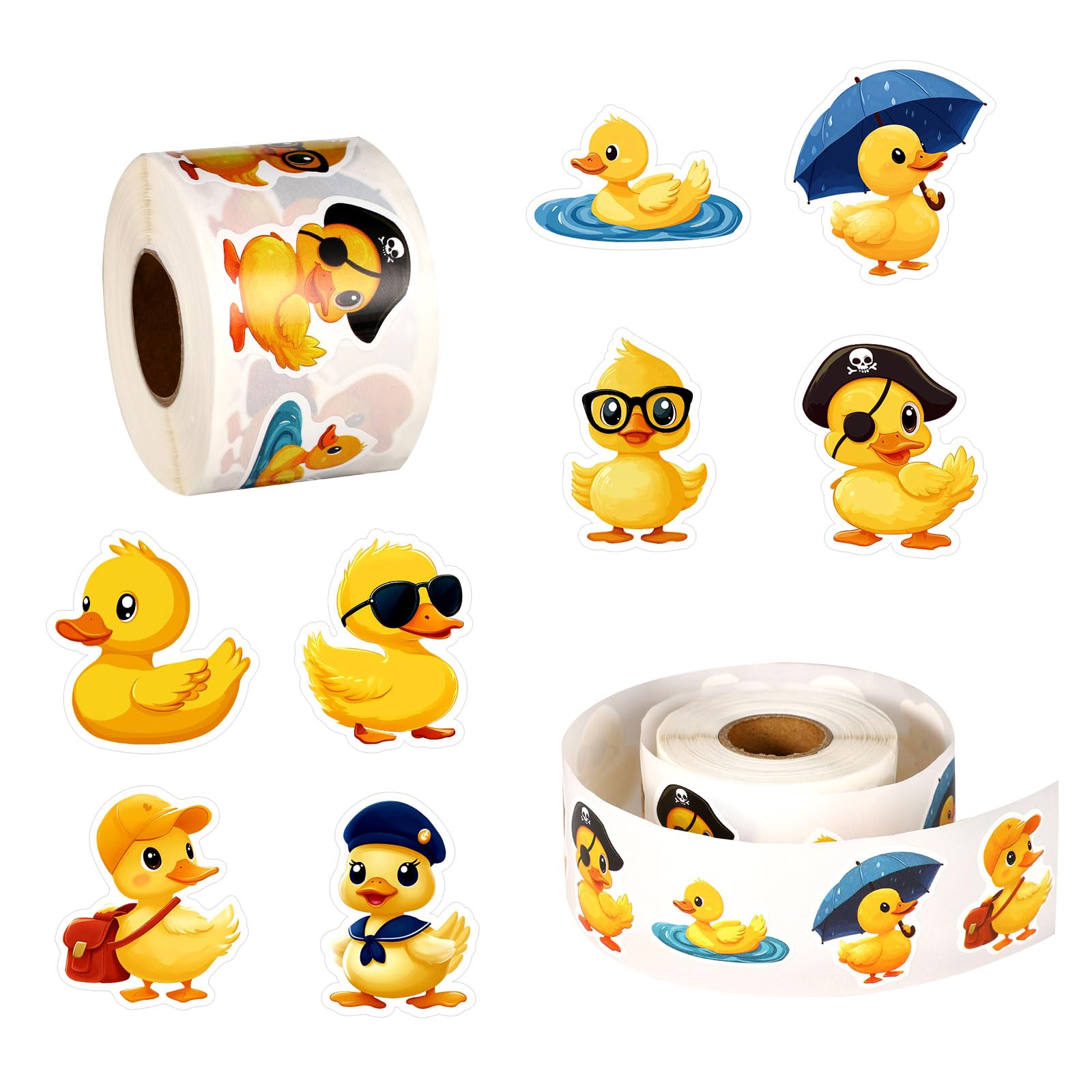 2 Rolls/1000pcs Yellow Duck Stickers, 1.5in Cute Rubber Duck Stickers ...