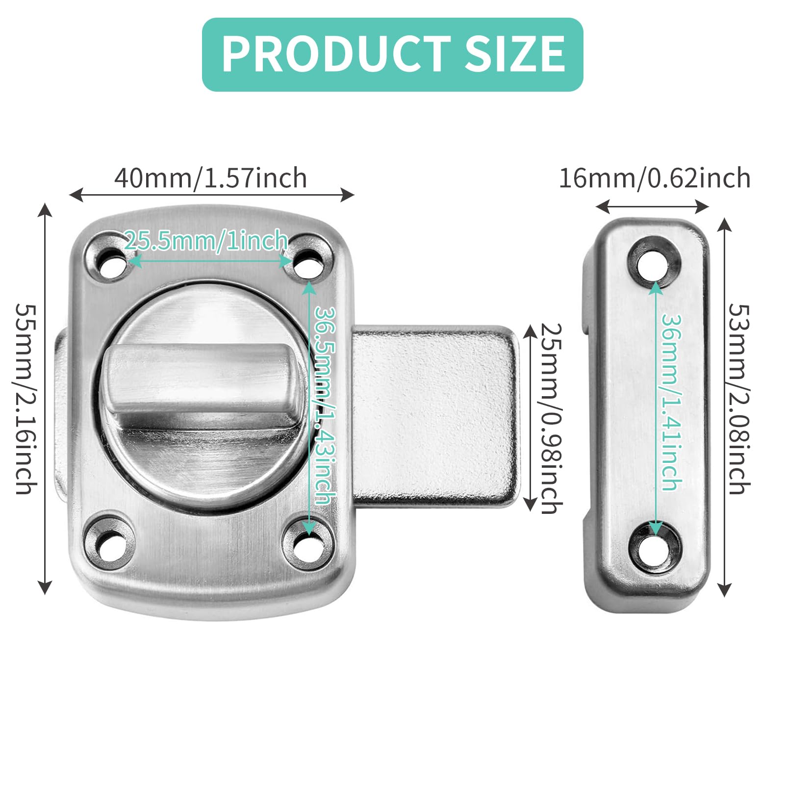 Door Lock Bathroom Latch Rotate Bolt Gate Latch Stainless Steel Toilet ...