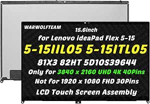 Amazon.com: WARWOLFTEAM 15.6in 3840 x 2160 UHD 4K 40Pins Compatible with Lenovo IdeaPad Flex 5 ...