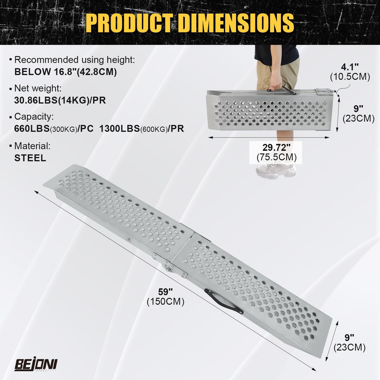 Snapklik.com : 59" Folding Shed Ramps For Lawn Mower, 1300 Lbs Capacity ...