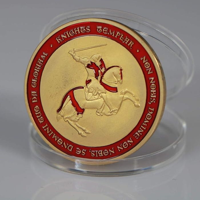 Buy SSXR 2PCS Knight Templar Souvenir Gold Plated Coin Non Nobis,Domine ...