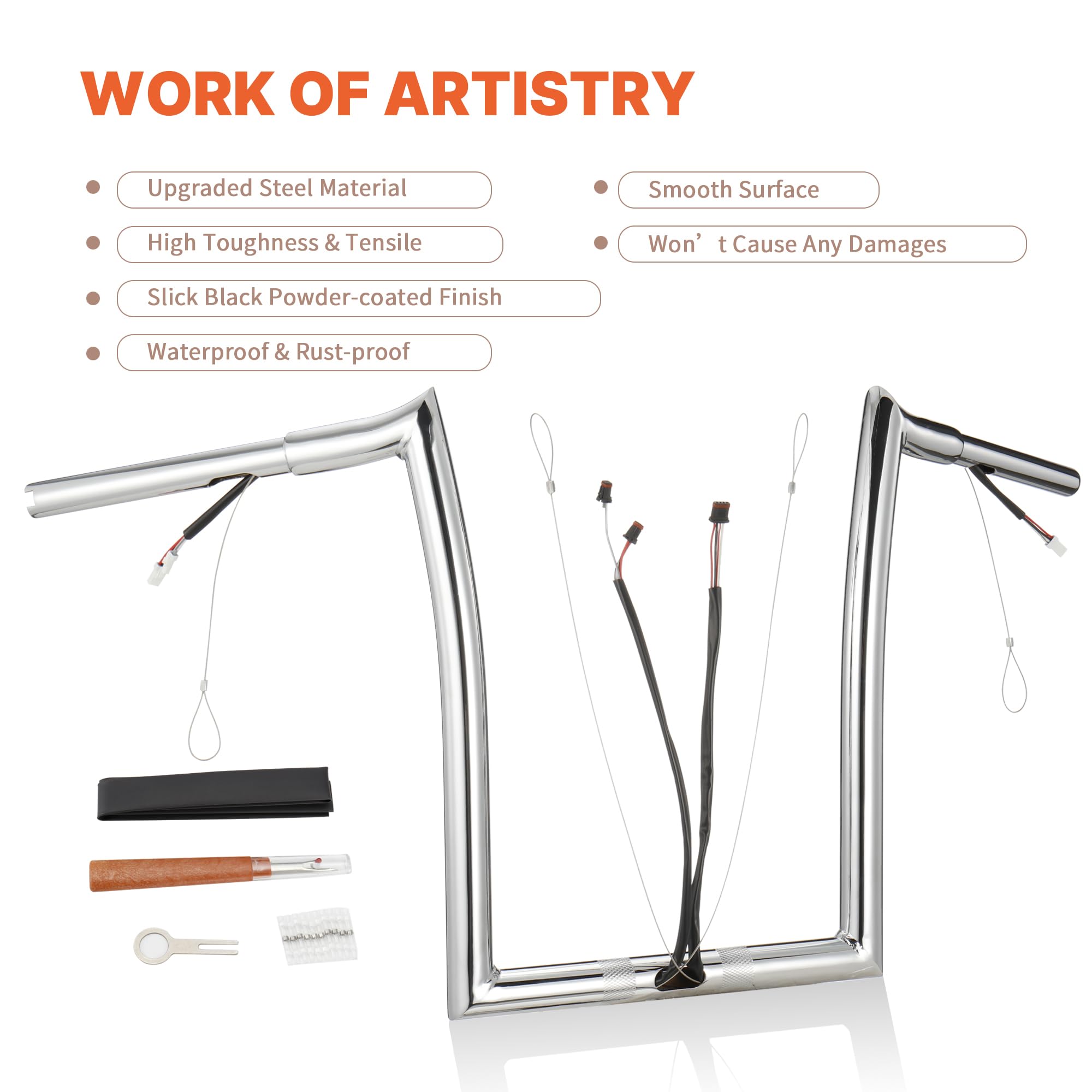 Snapklik.com : Prewired 16" Rise Ape Hangers 2016-2023 Road Glide ...