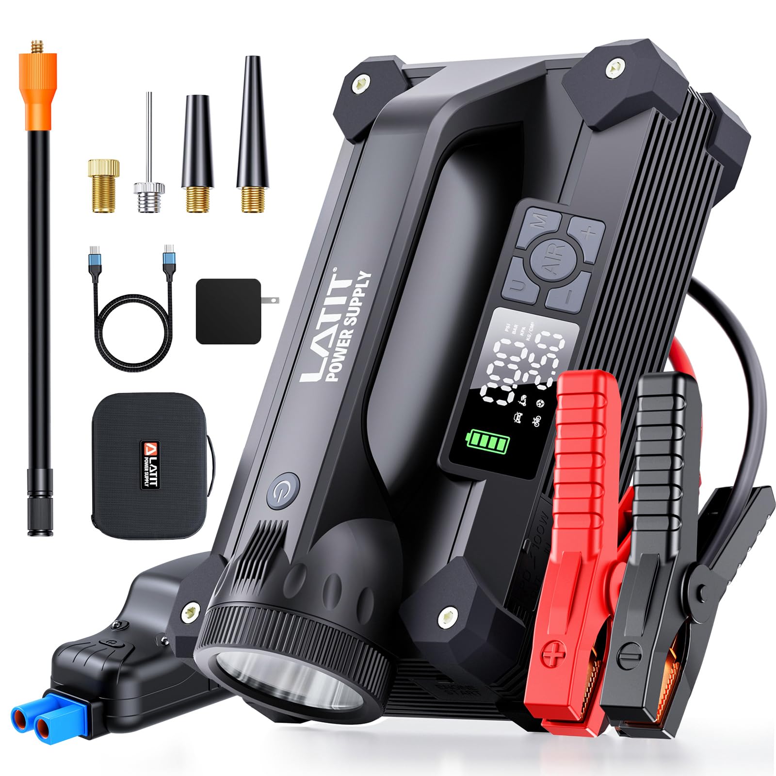 Amazon.com: 6000A Jump Starter with Air Compressor,Powerful Car Battery ...