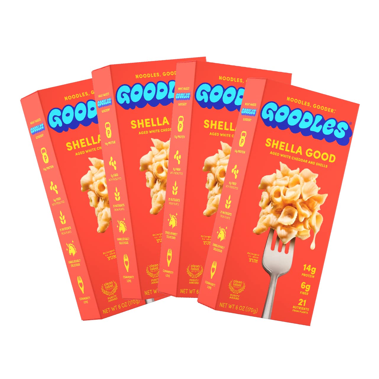Goodles Shella Good Mac & Cheese – Paquete de 4, 6 onzas, 0.49 oz de ...