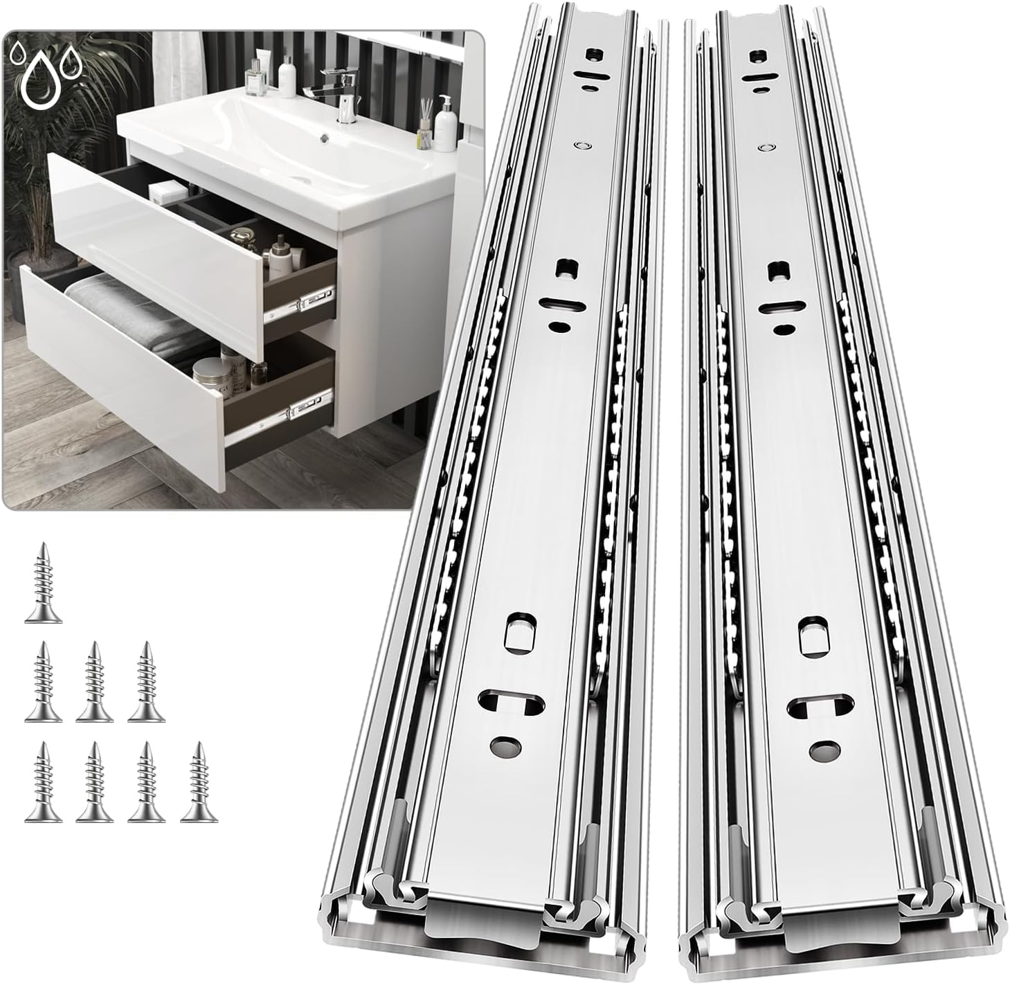 Amazon.com: REGUDA Stainless Steel Drawer Slides Ball Bearing 3 Folds ...