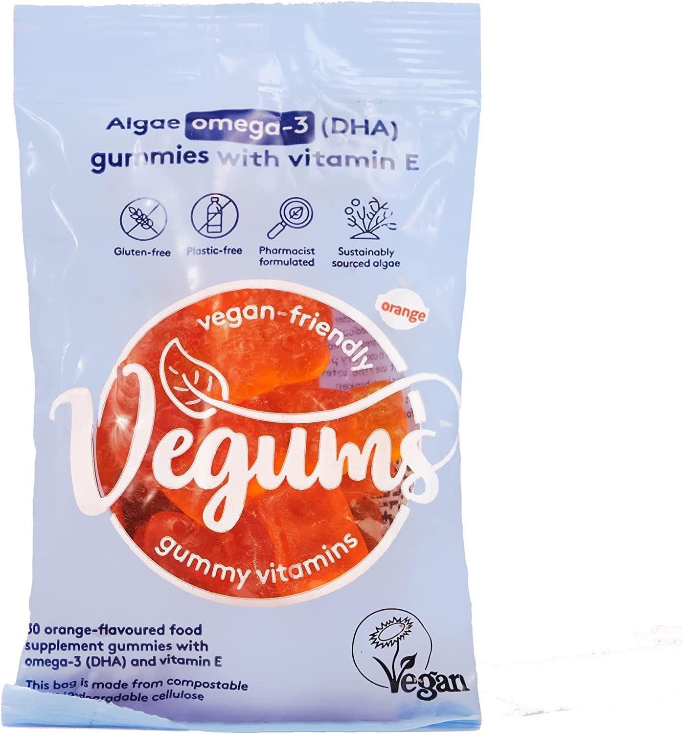 Amazon.com: Vegums Fish-Free Omega-3 for Kids and Adults | 30 Orange ...