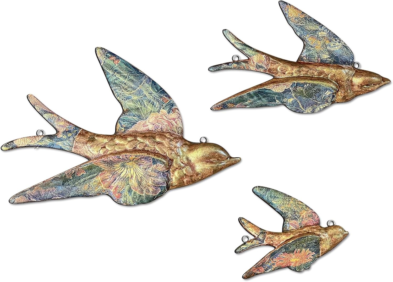 Amazon.com: Yaocom Set of 3 Printed Gold Flying Birds Decor Plane Metal ...
