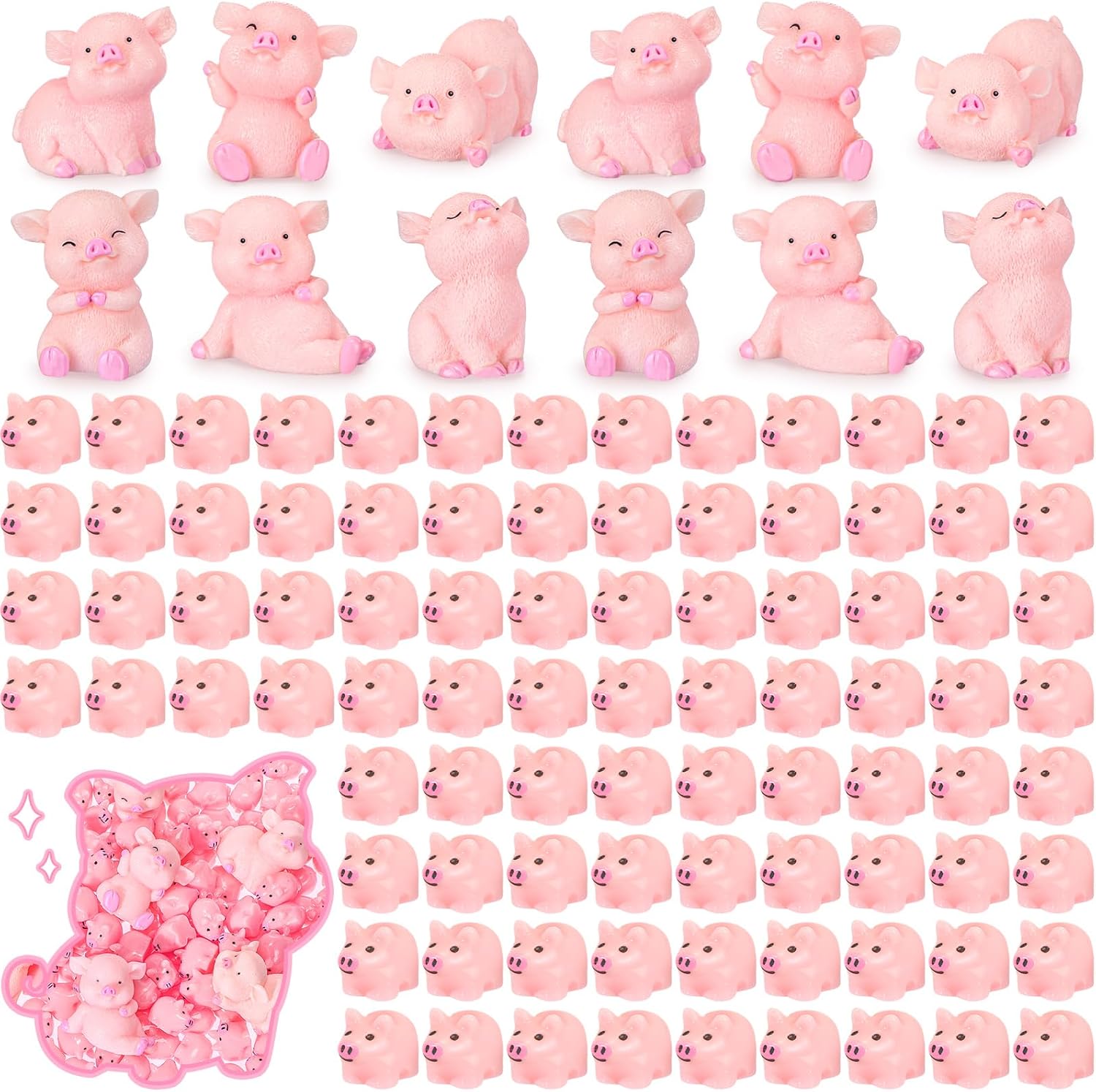 Amazon.com: Menkxi 162 Pcs Mini Resin Pig Animals Bulk Tiny Figures Pig ...