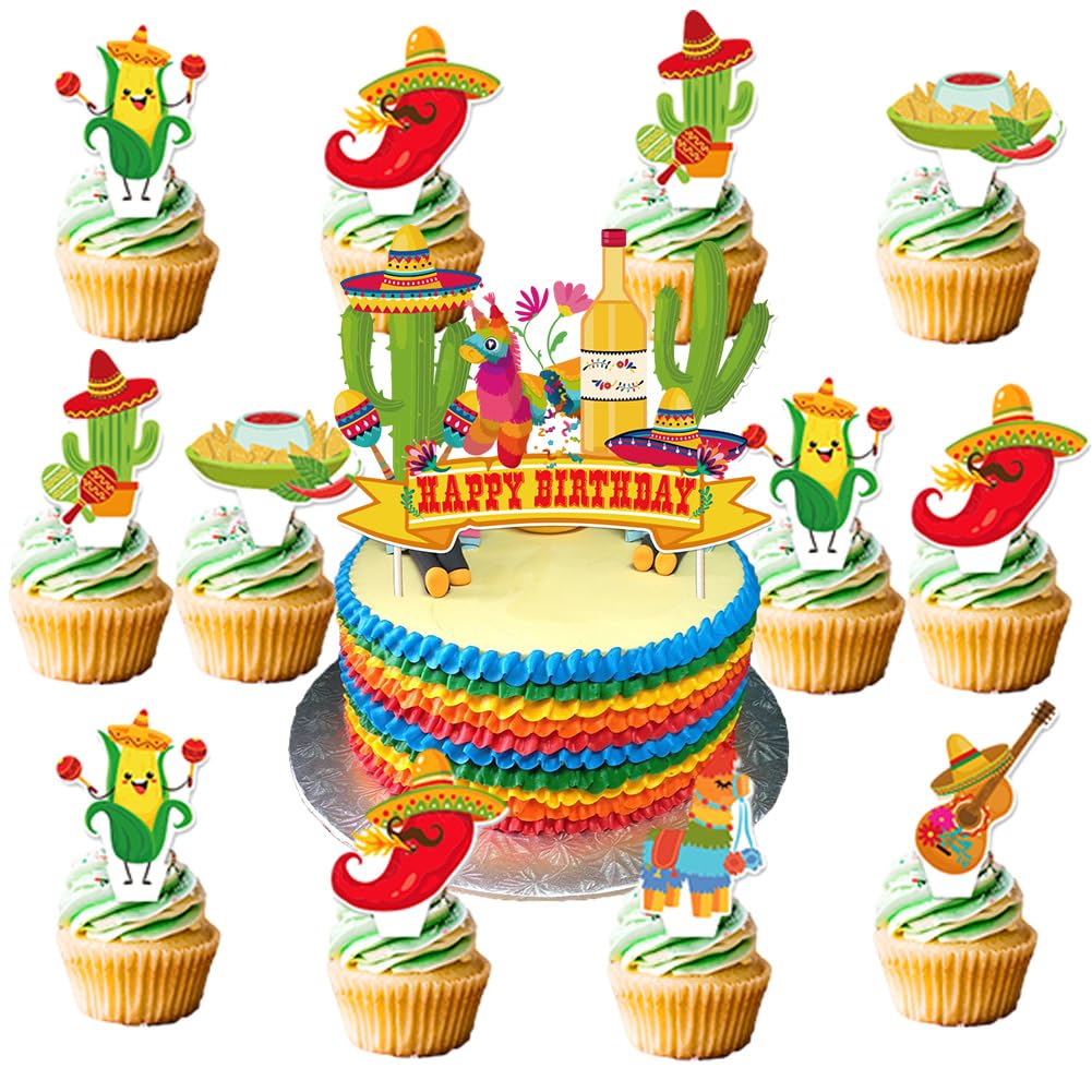 Amazon.com: 25PCS Mexican cake Party Supplies,Mexican Birthday Party ...