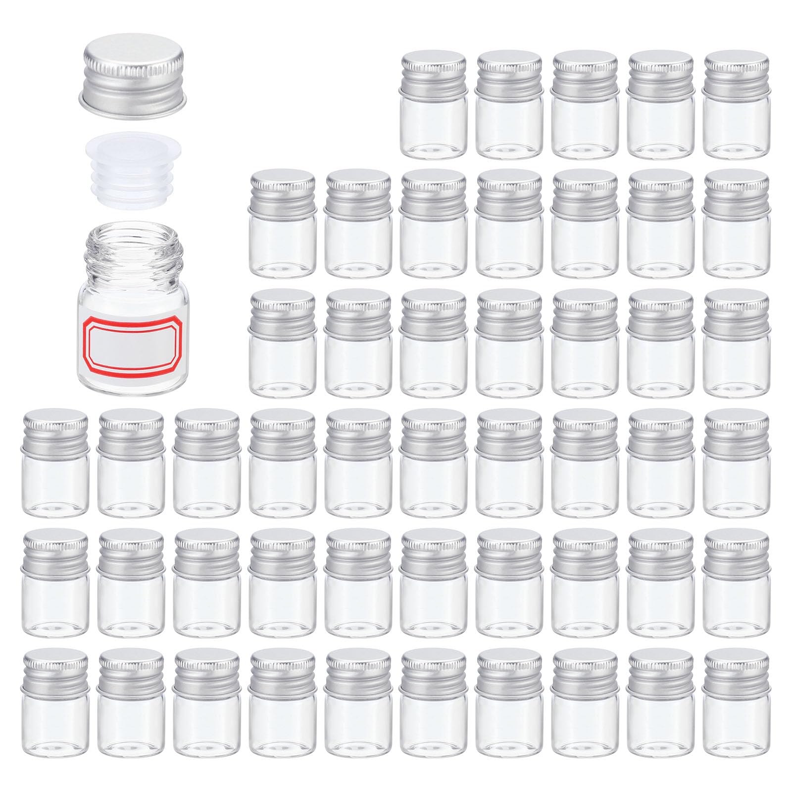 PATIKIL 5ml Clear Glass Vials, 50 Pack Small Liquid Sample Vial with ...
