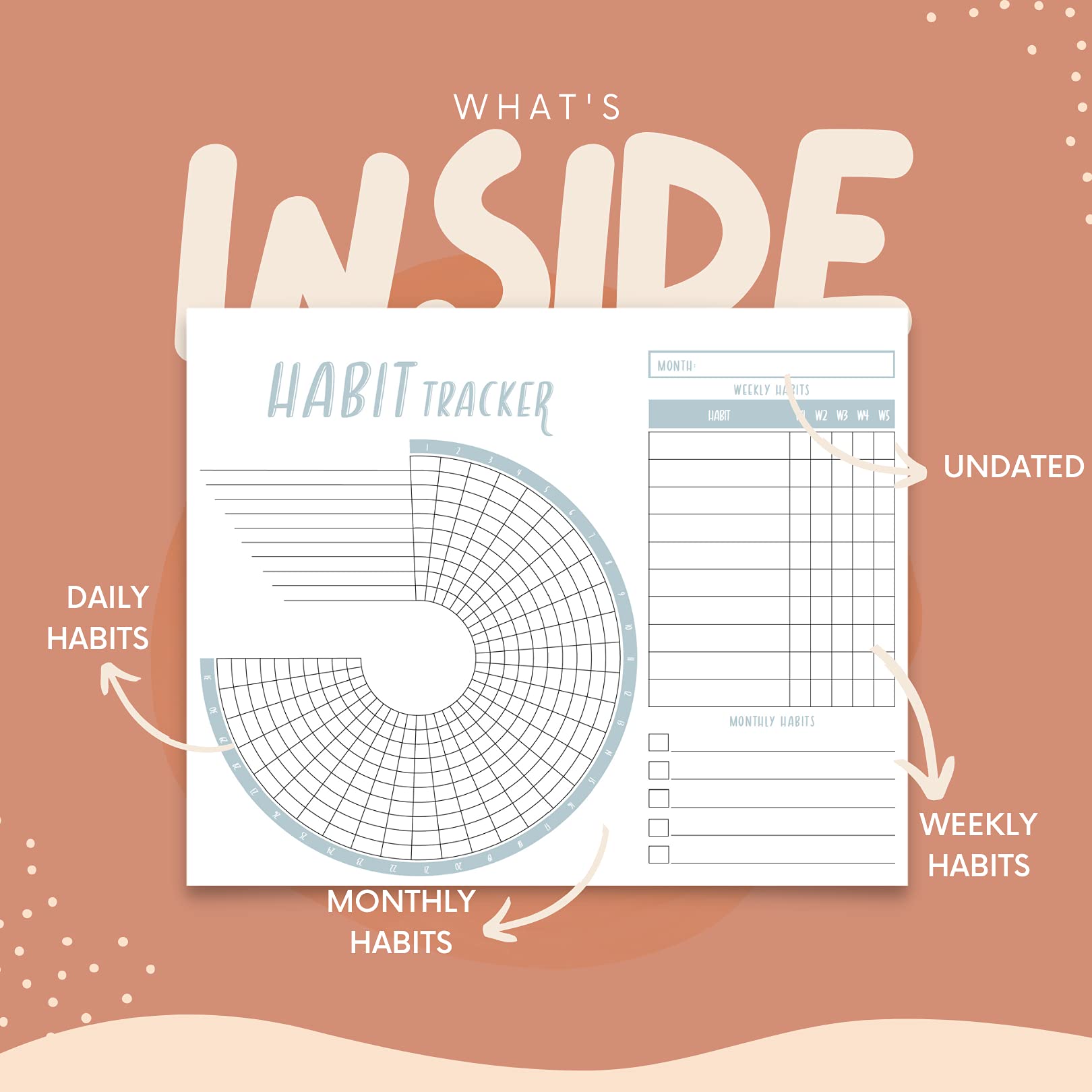 Lamare Habit Tracker - Inspirational Habit Tracking Journal with Spiral ...