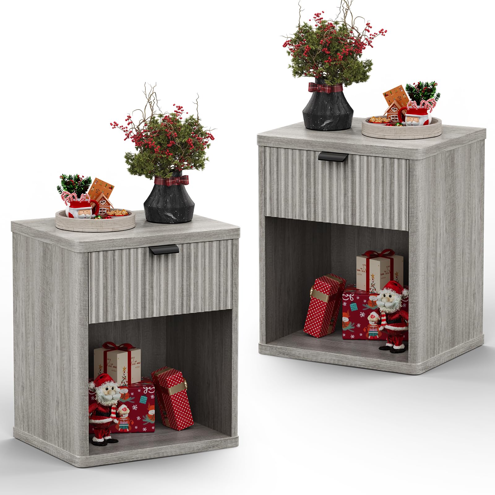 Amazon.com: Sunny Heart Night Stand Set of 2, Nightstands with Drawer Open Compartment ...