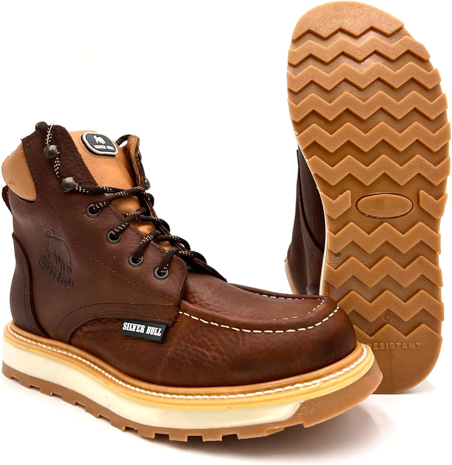Amazon.com: Silver Bull Moc Toe Industrial Boot, Dual Density Sole ...