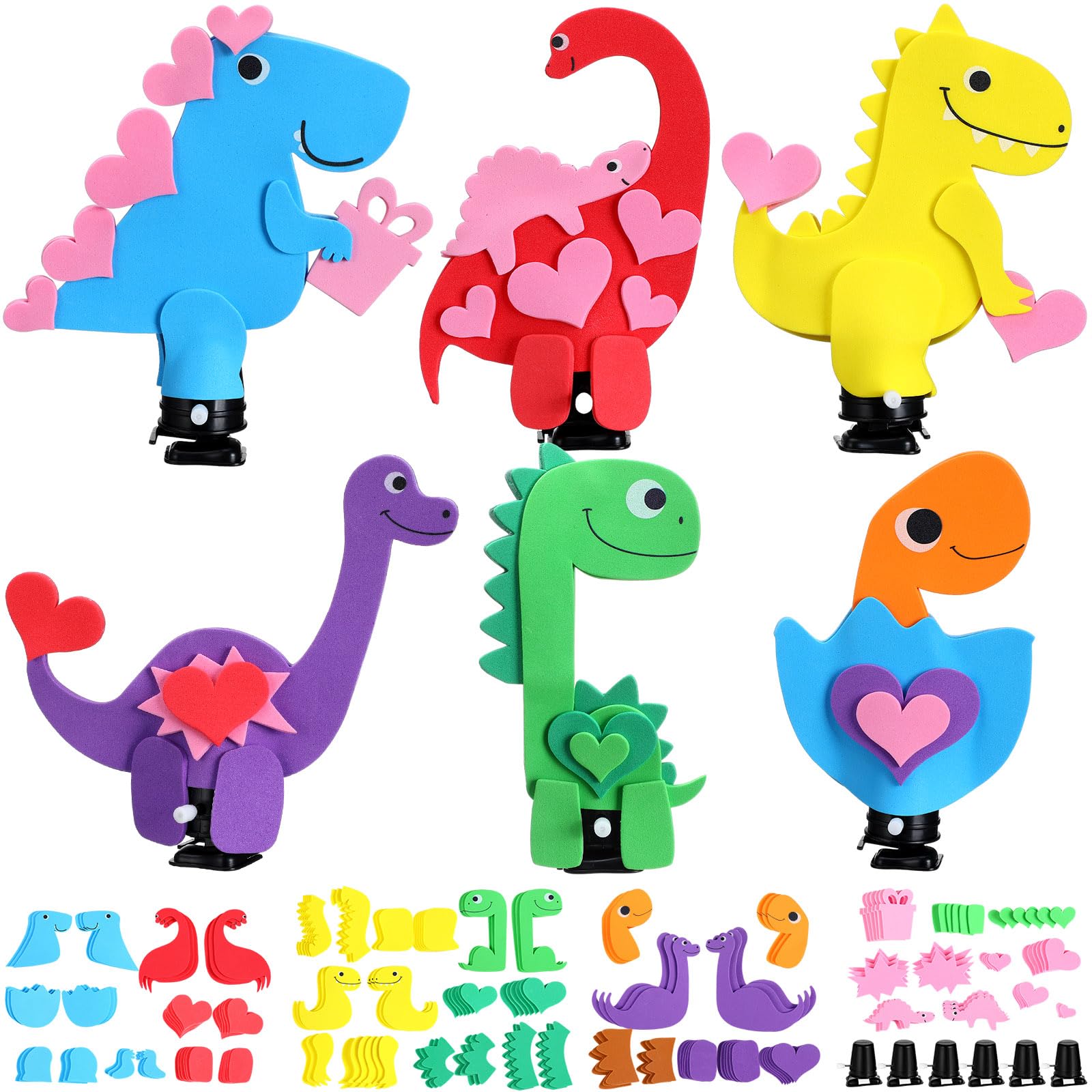 Snapklik.com : Menkxi 18 Pcs Valentine Dinosaur Foam Craft Kit For Kids ...
