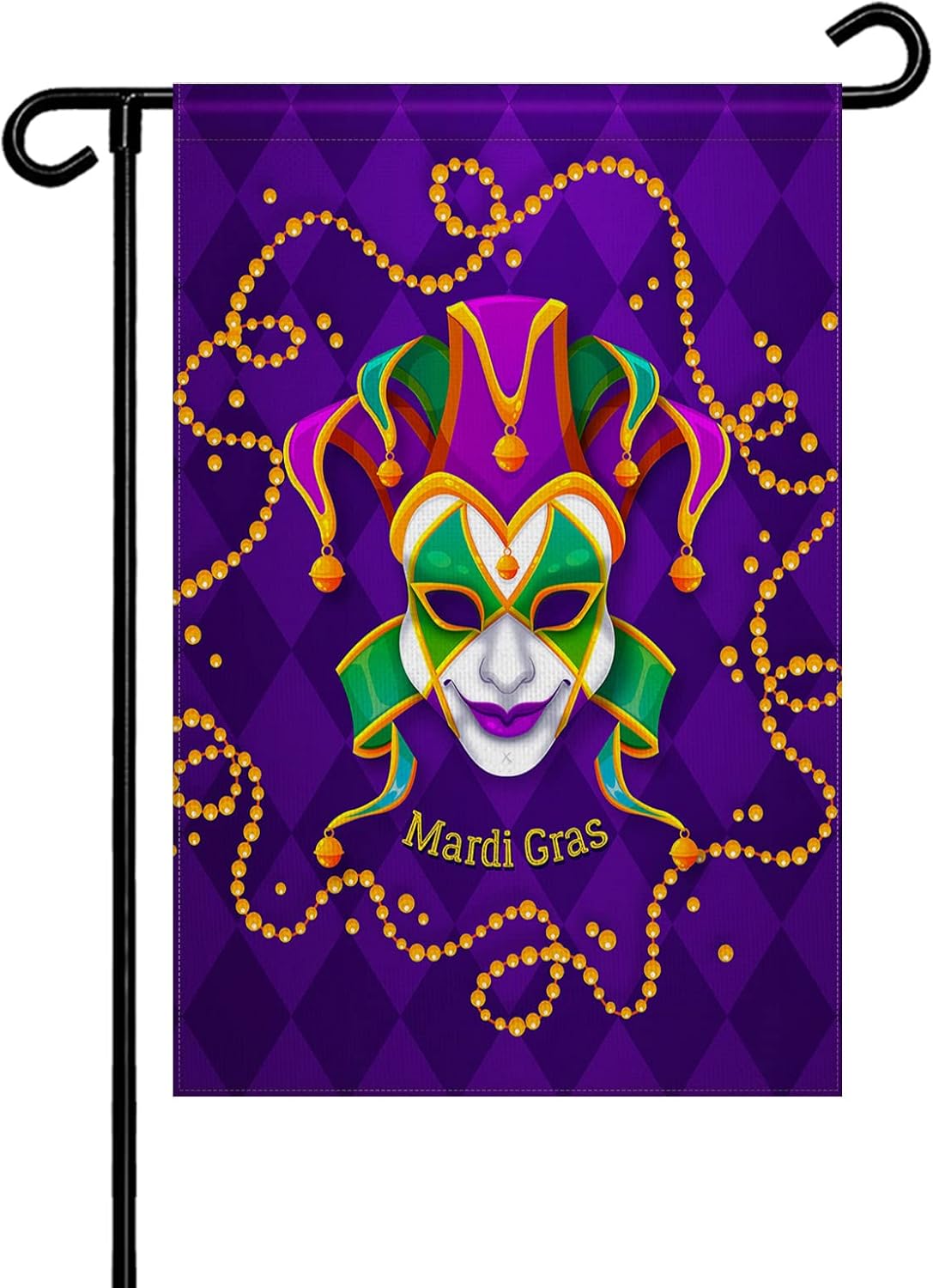 Amazon.com : Garden Flag 28x40 Inch, Carnival Clown Mask Purple Lattice ...