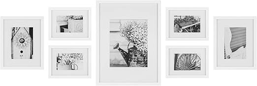 Amazon.com - Gallery Perfect - 7-Piece White Wall Frame Set - Kit with ...