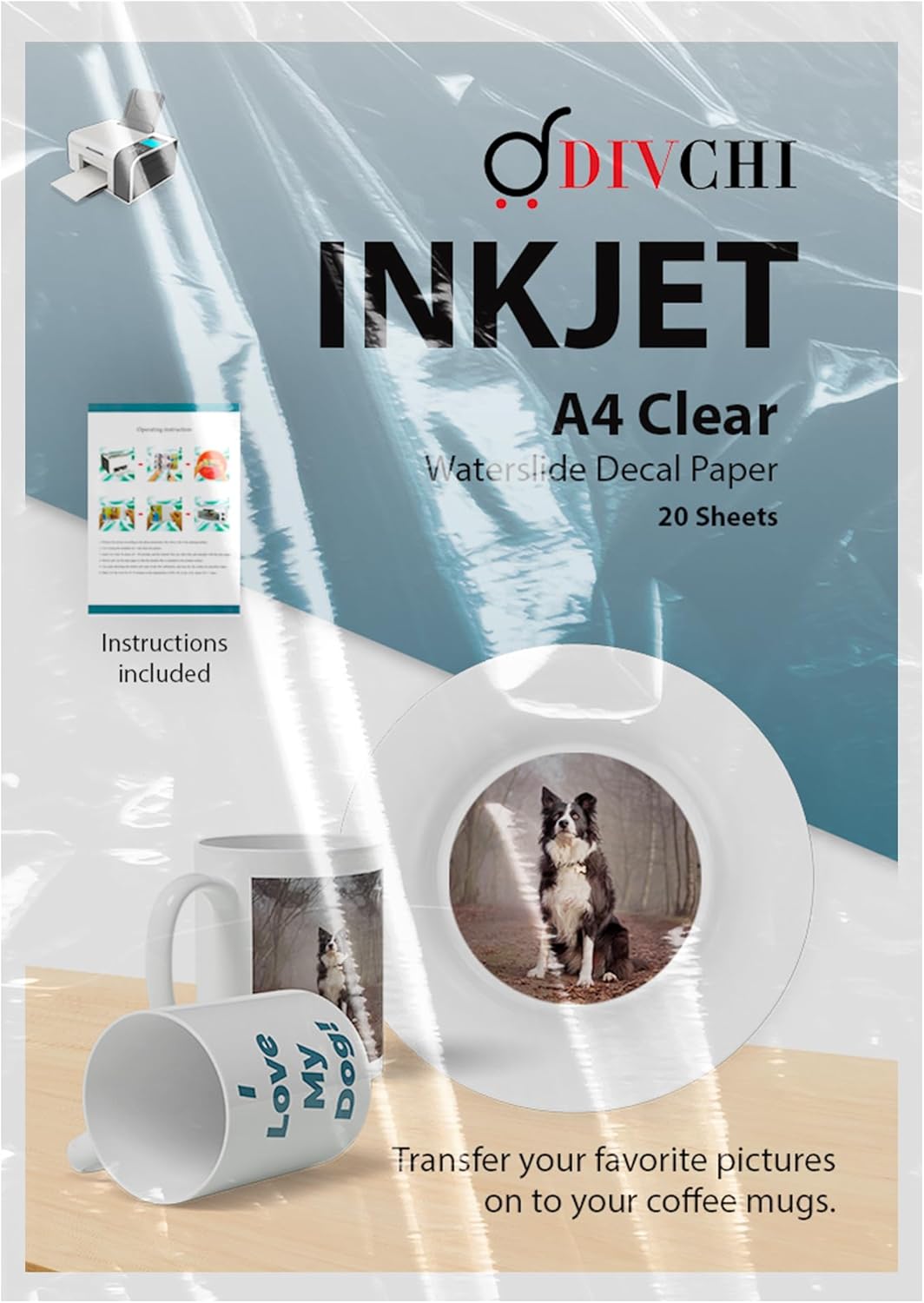 Amazon.co.jp: DIVCHI Waterslide Decal Paper, A4 Size Inkjet Printer ...