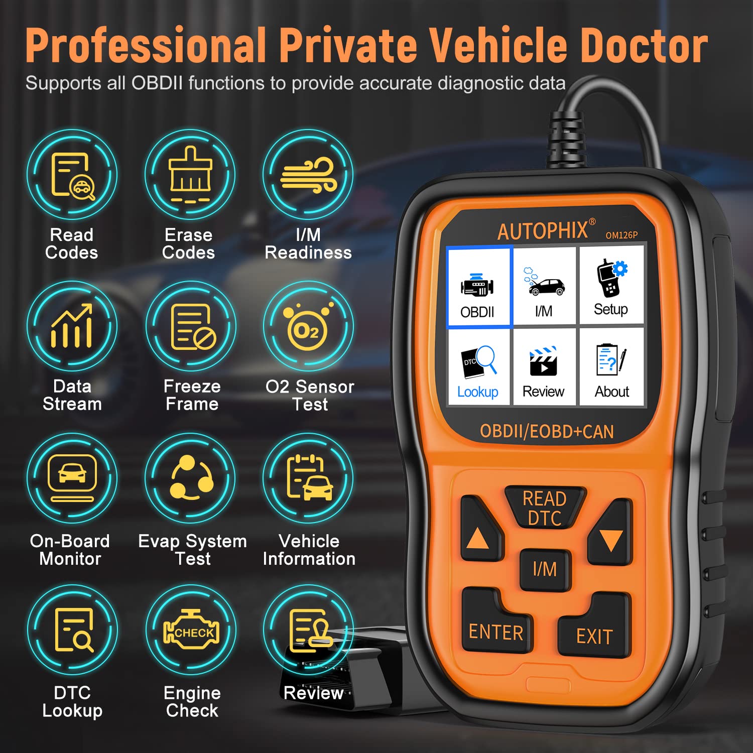 Snapklik.com : OBD2 Scanner Enhanced OM126P Vehicle Code Reader Auto ...