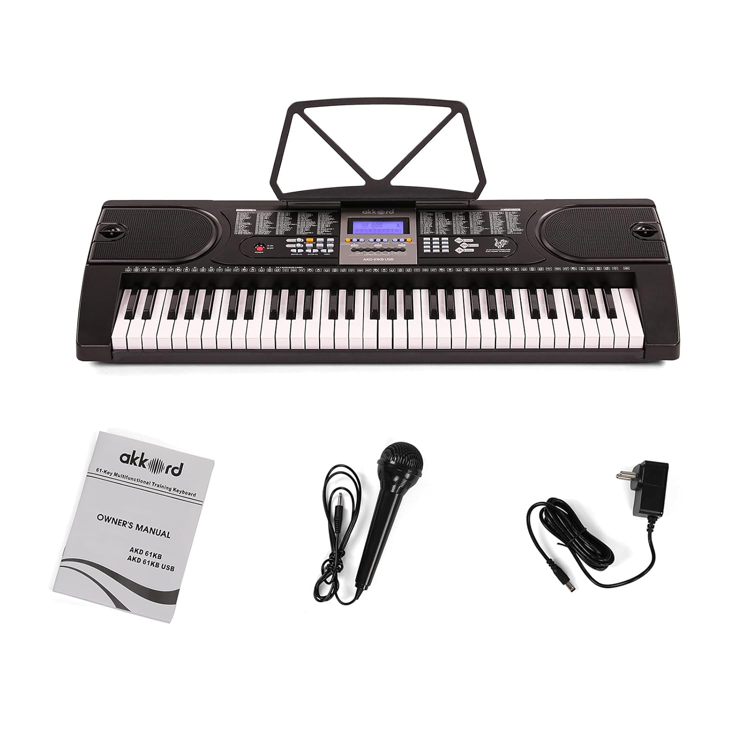 Akkord AKD 61KB 61-Key Octave Electronic Keyboard with adapter- LCD ...