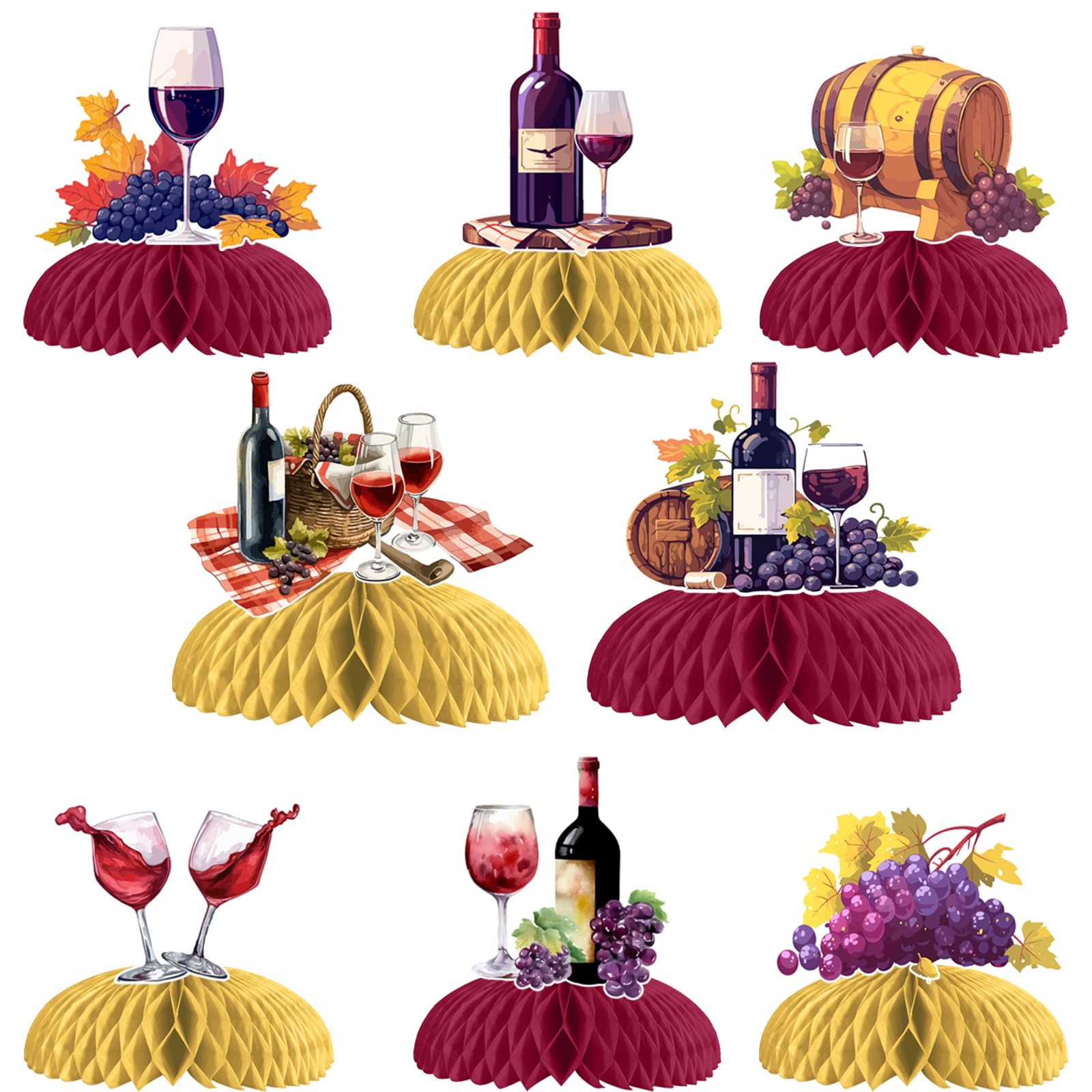 Amazon.com: SHADOAMP Wine Tasting Party Table Decoration, 8pcs Red Wine Theme Honeycomb ...