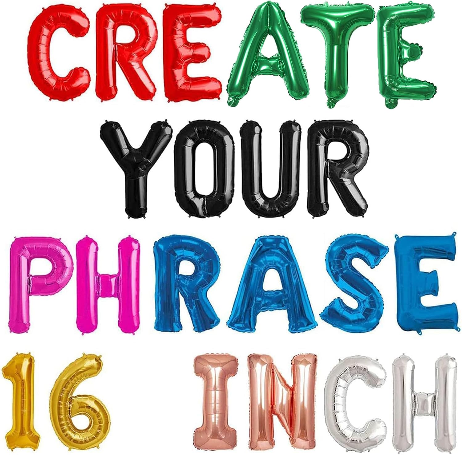 Amazon.com: Letter Balloons,16"Inch Mylar Custom Phrase Name Balloon ...