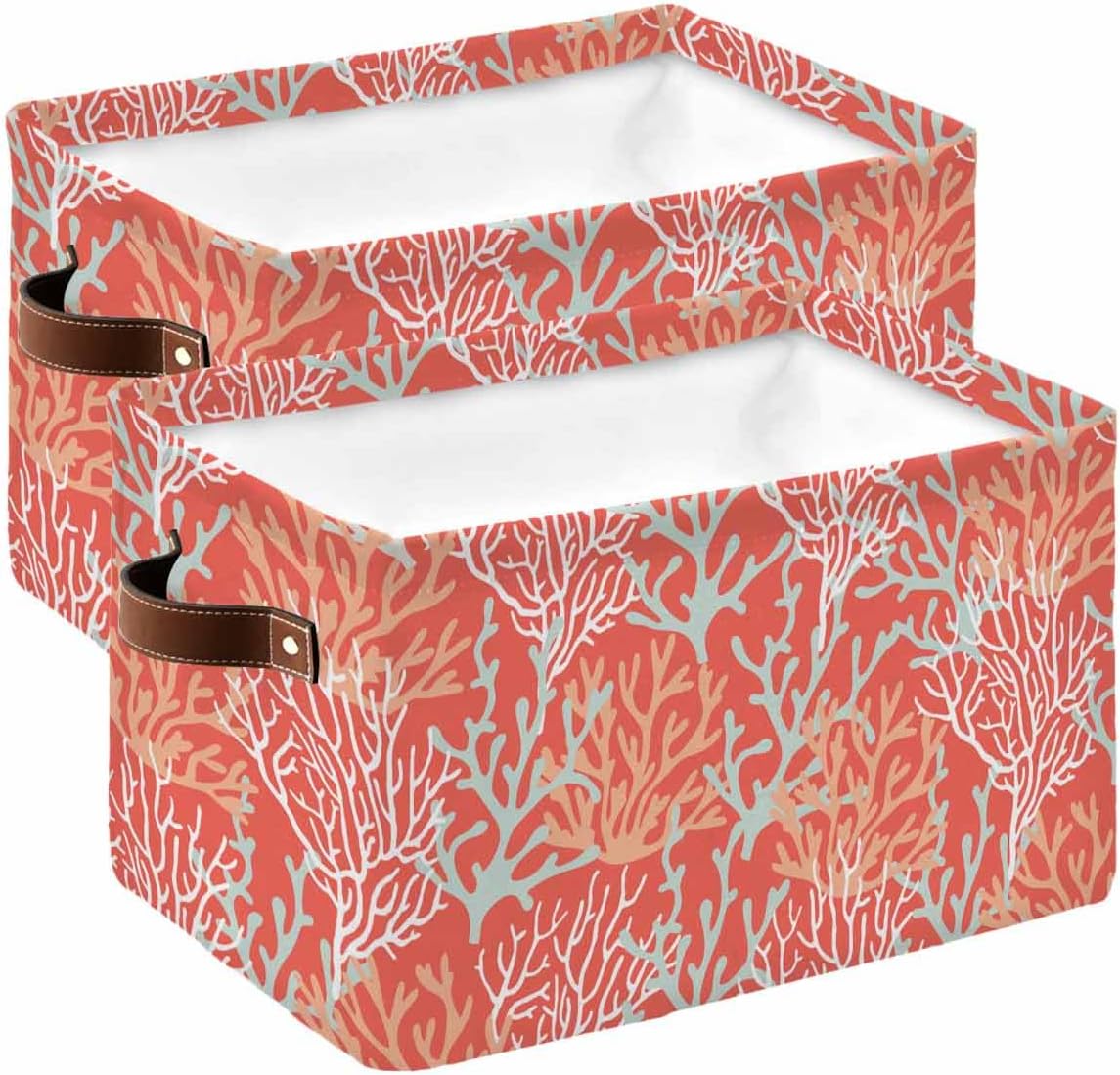 Amazon.com: Coral Red Coral Large Storage Baskets Bins Spring Summer ...