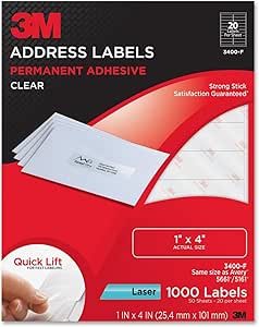 3M Address Labels with Quick Lift Design for Laser Printers, Clear, 1 x ...