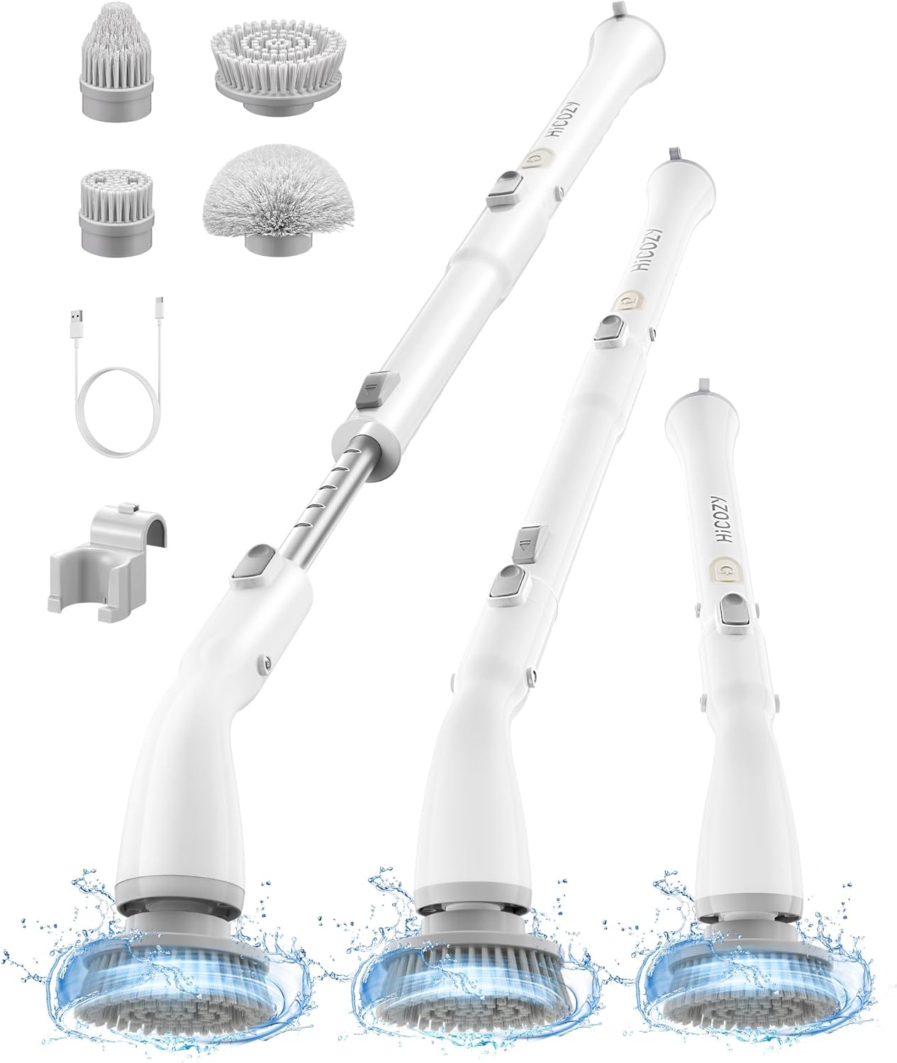 Hicozy Electric Spin Scrubber, Cordless Power Scrubber Adjustable Long ...