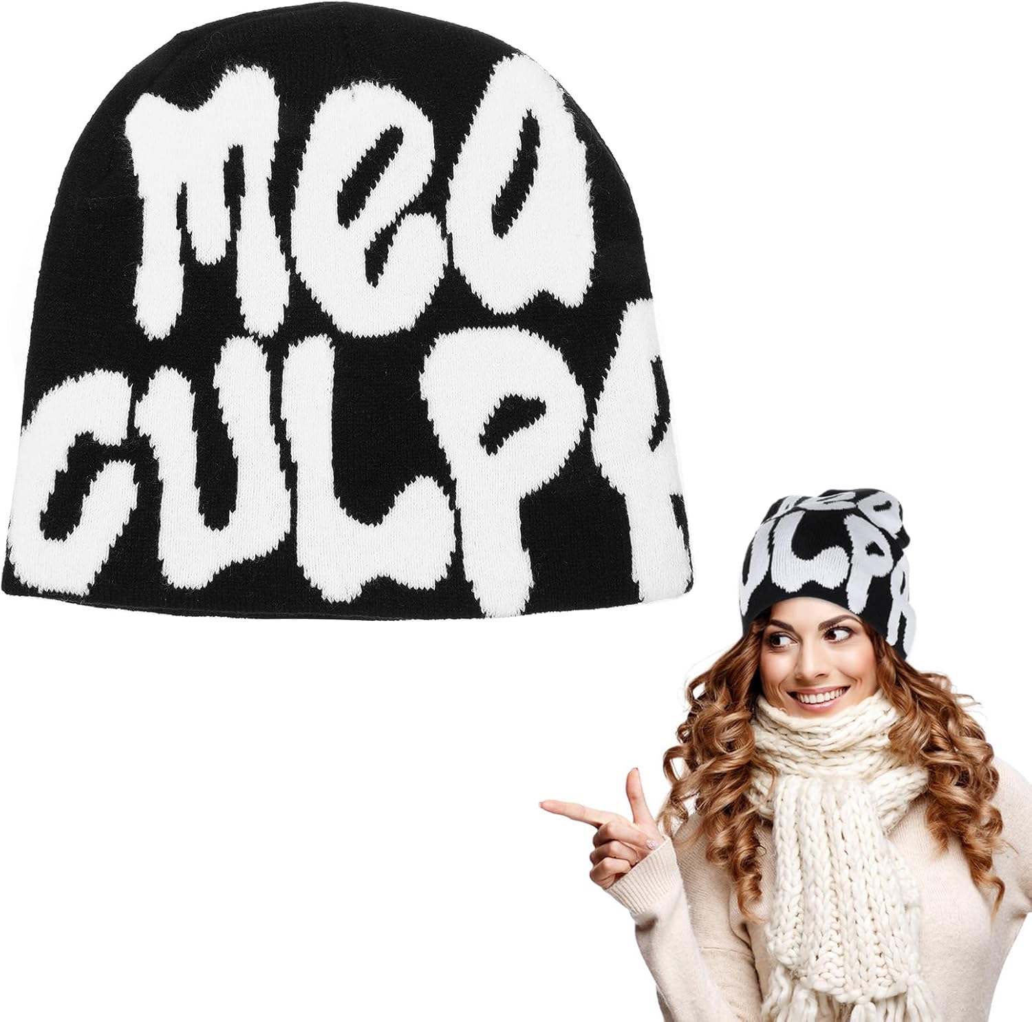 Tyqour MEA Culpa Beanie Men Women Y2k Winter Beanie Hat MEA Culpa ...