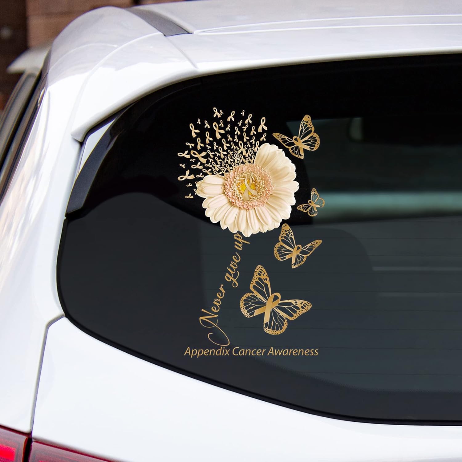Amazon.com - Appendix Cancer Awareness Never Give Up Car Decal ...