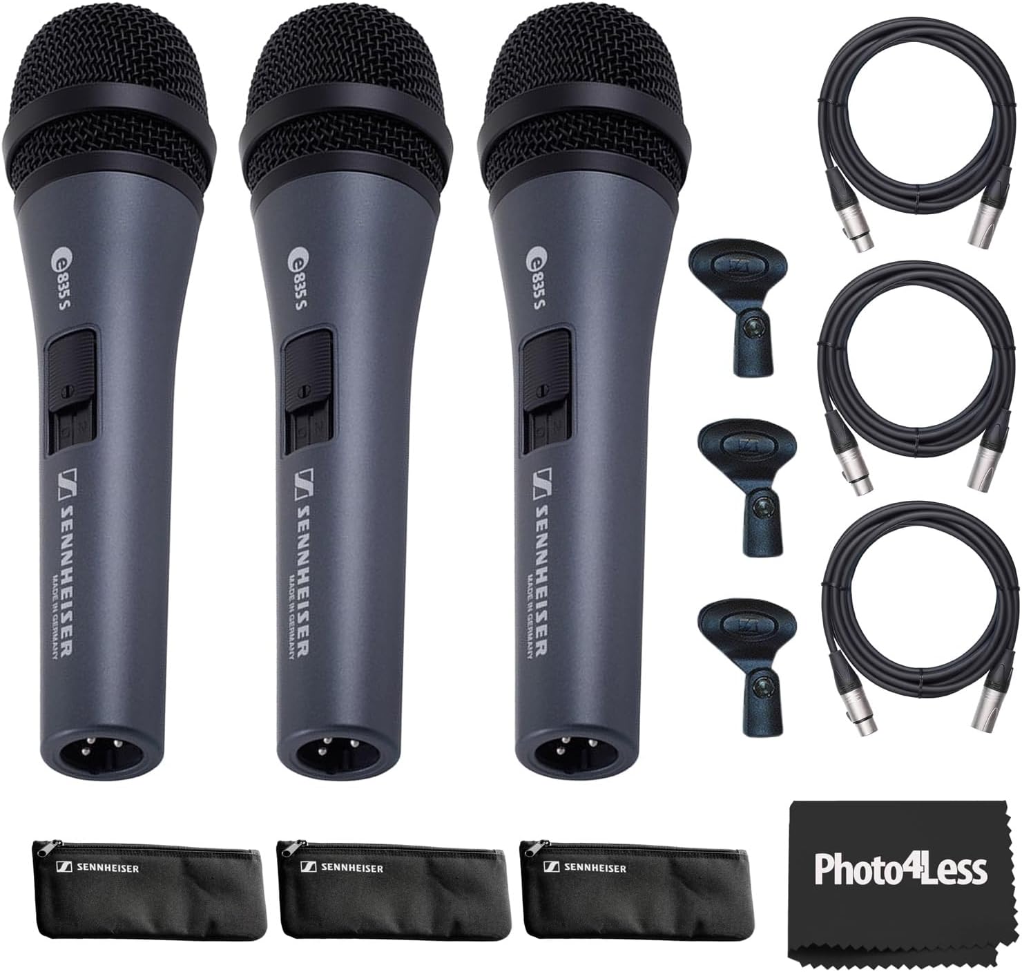 Amazon.com: Sennheiser E835-S Dynamic Vocal Microphone 3-Pack, Bundle ...