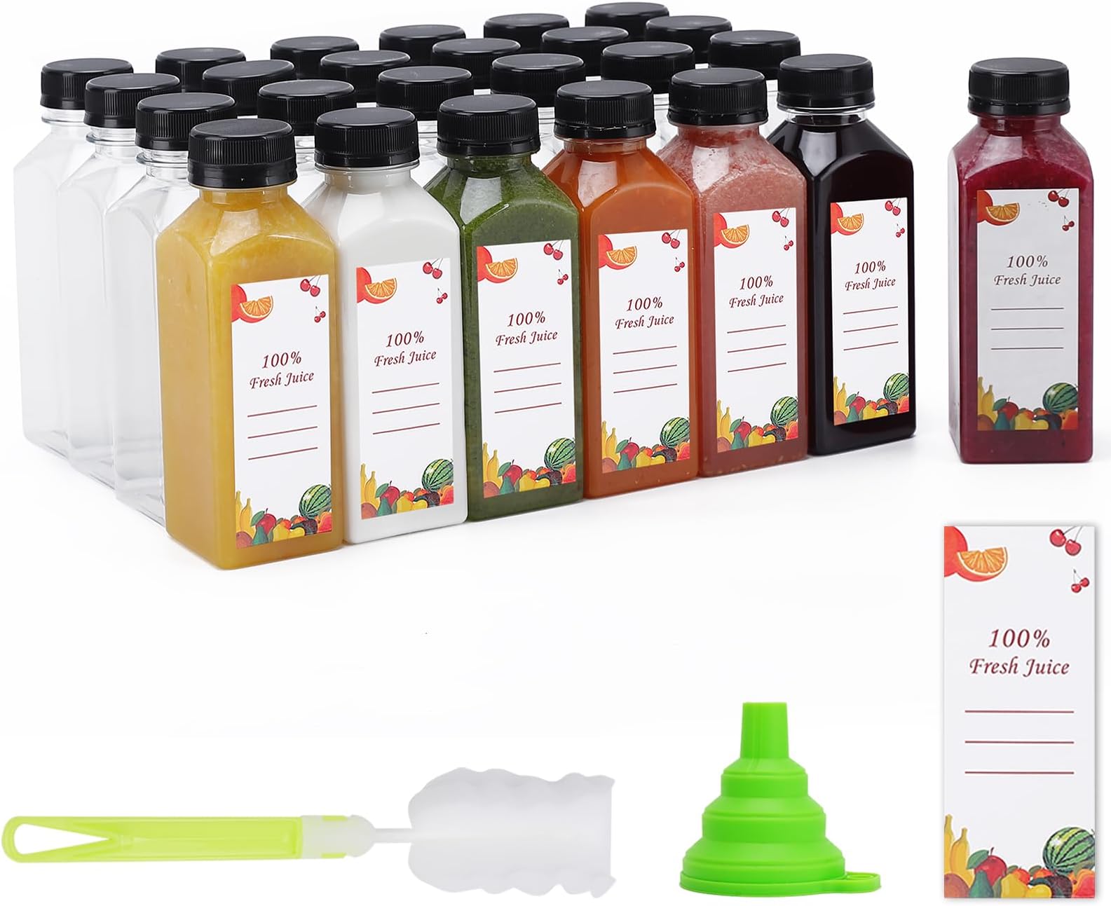 Amazon.com: Hsei 200 Sets 12oz Plastic Juice Bottles with Caps Bulk ...