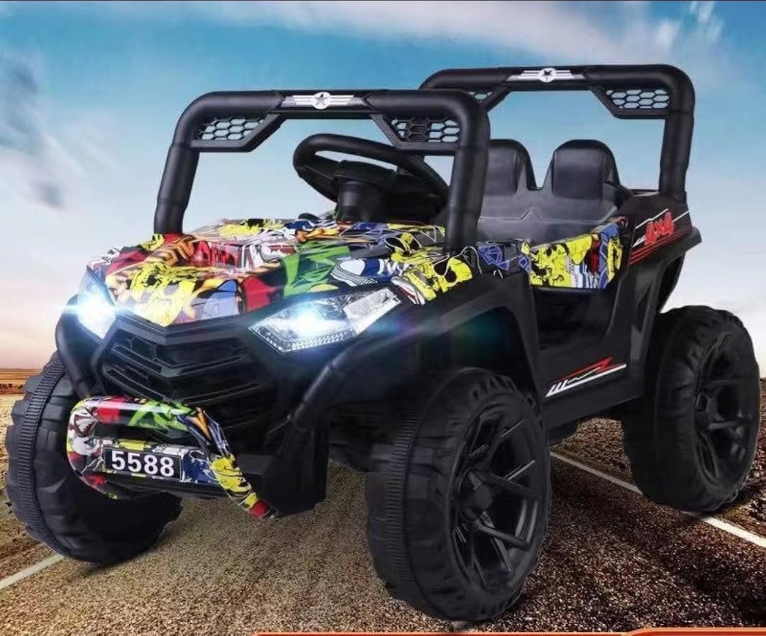 TechPlus - Ride Dual Drive Kids Electric Car RaceWinner Desert Safari ...