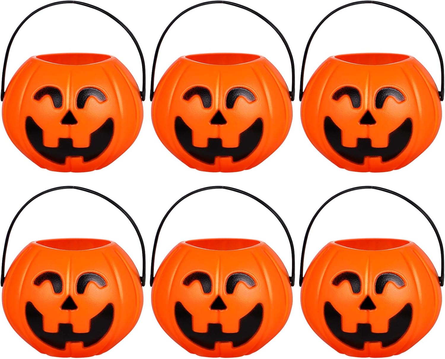 Amazon.com: Kisangel 6 Pcs Mini Pumpkin Buckets Plastic Buckets with ...