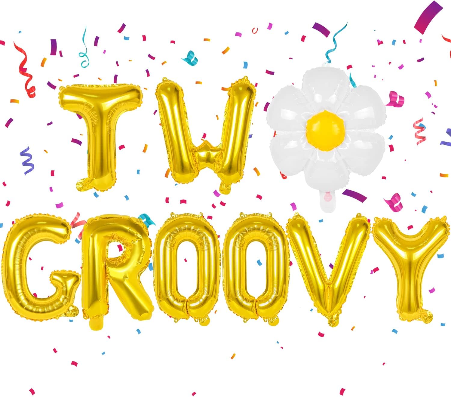 Amazon.com: MIKIMIQI 9 Pcs Two Groovy Balloons Gold Letters Foil ...
