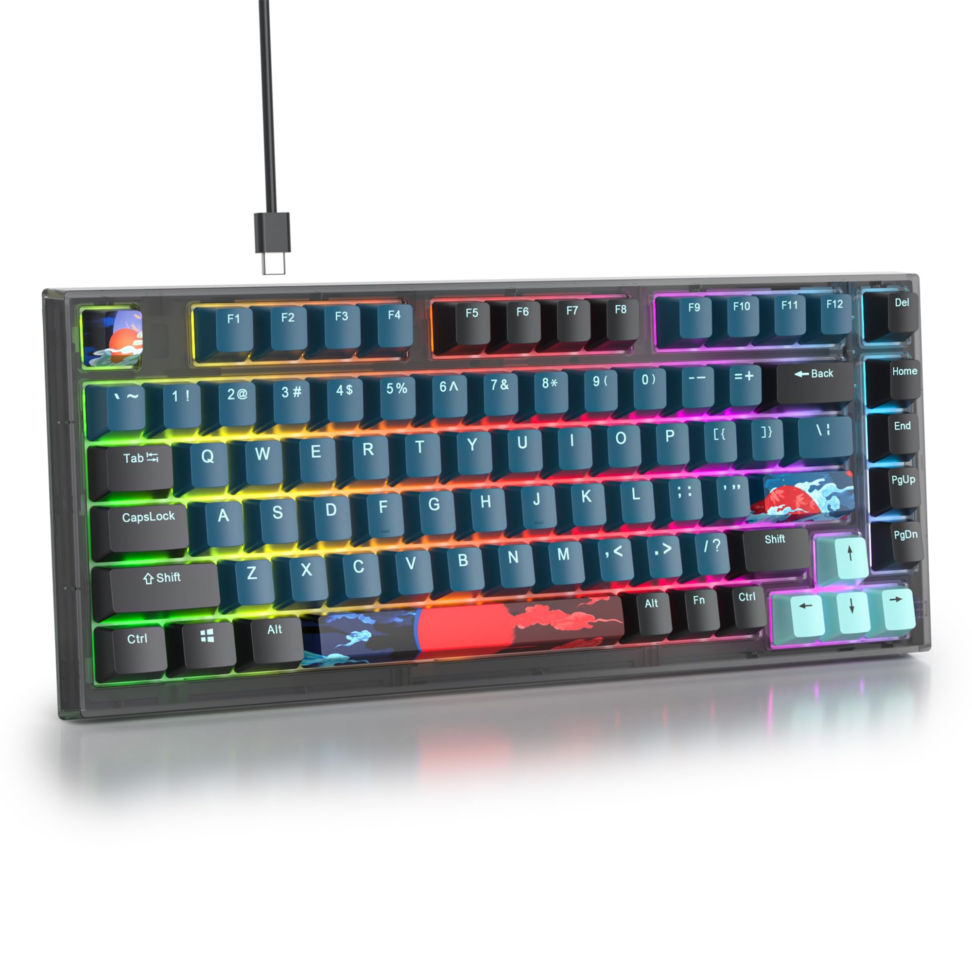 SOLIDEE Wired 75% Mechanical Gaming Keyboard Hot Swappable,Gasket RGB ...