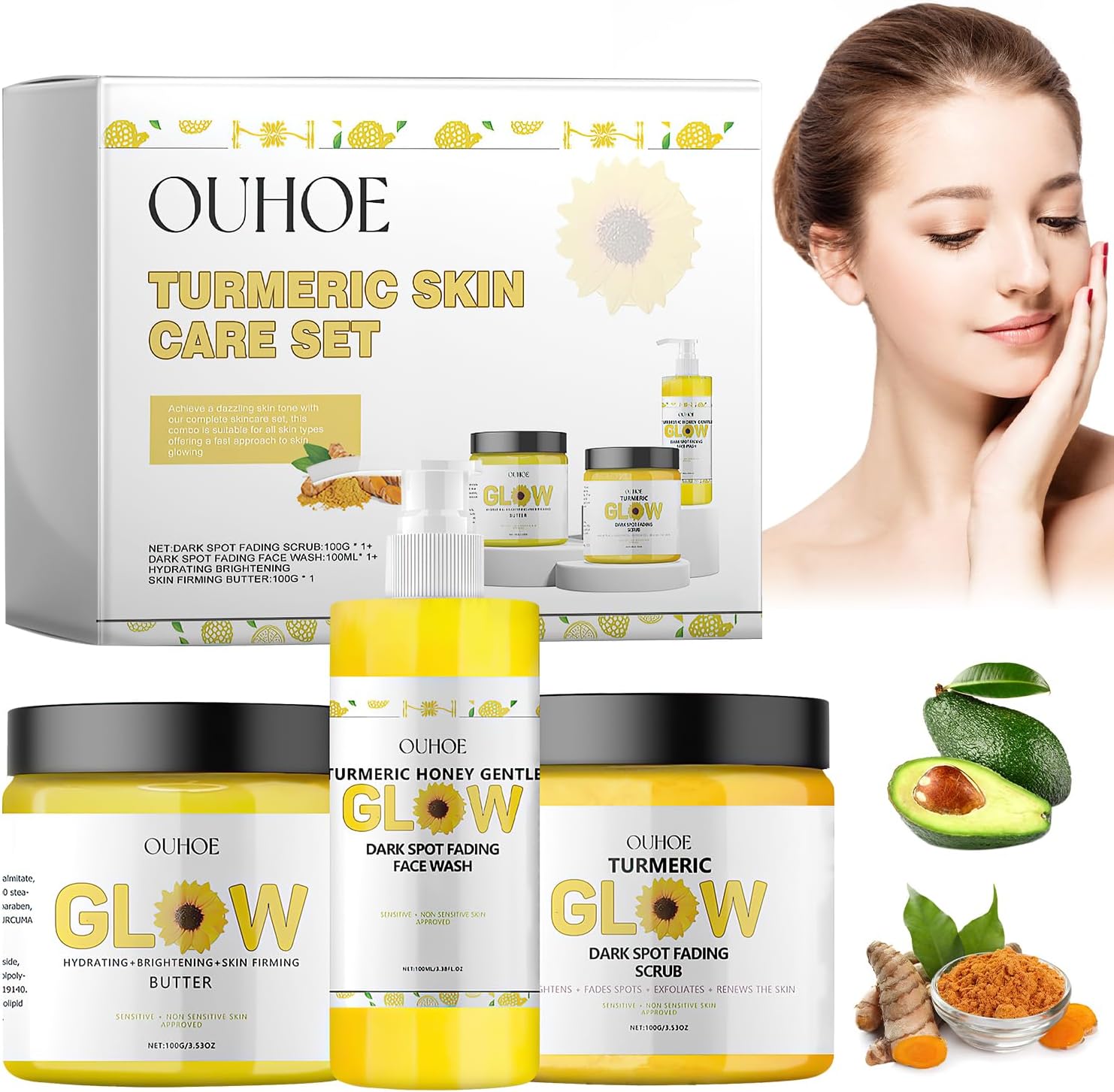 Amazon.com : Glow Combo Skincare Set,3 In 1 Turmeric Combo Skincare Set ...