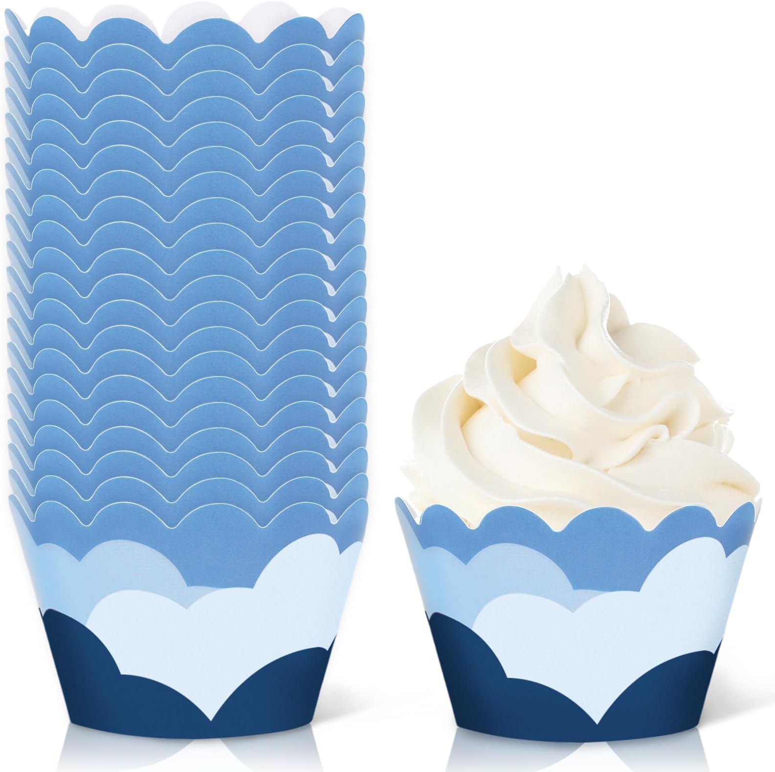 Amazon.com: 300 count Cloud Blue Cupcake Liners White Light Cupcake ...
